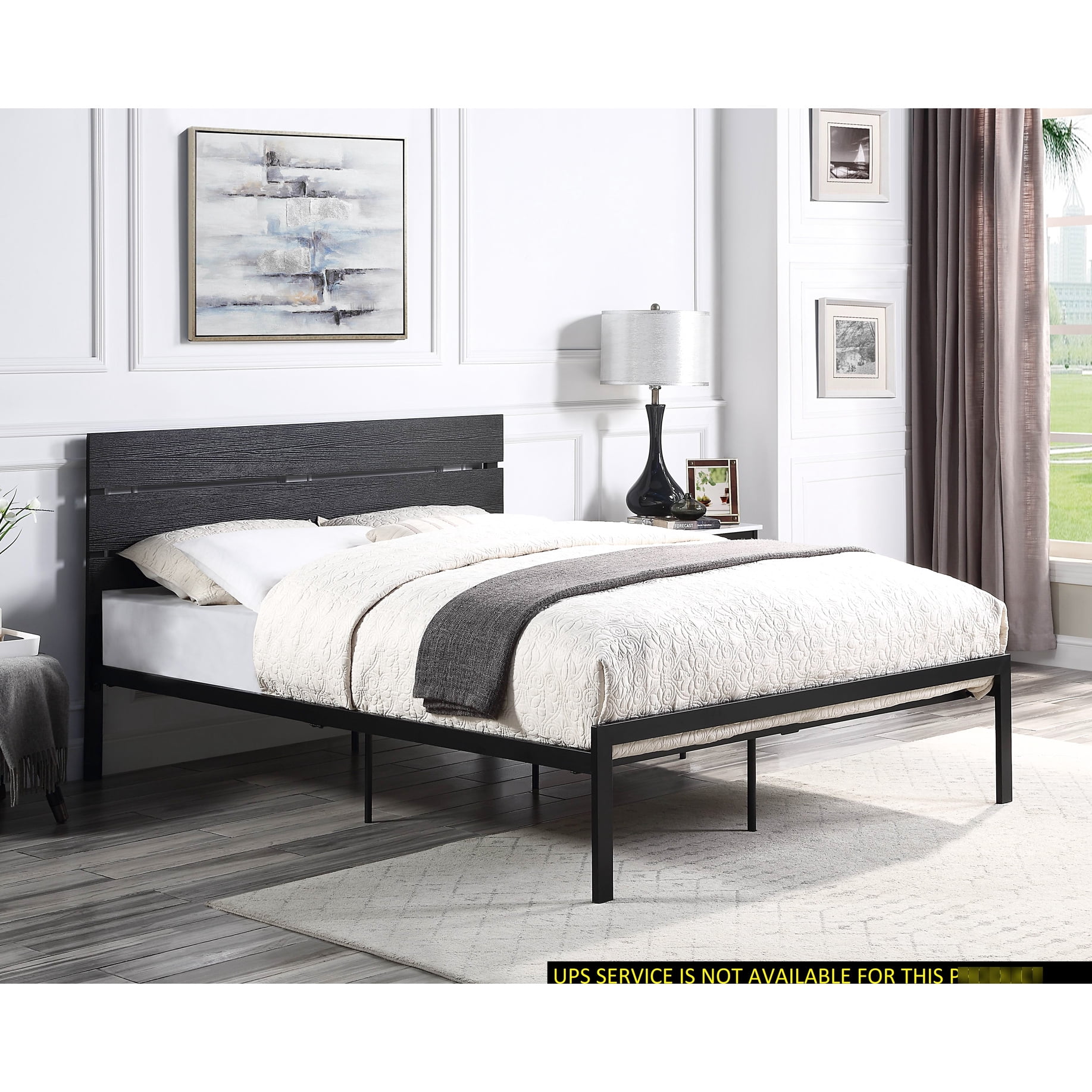 Black Metal Full Size Bed Frame For Bedroom Temptation - 500lbs Weight ...