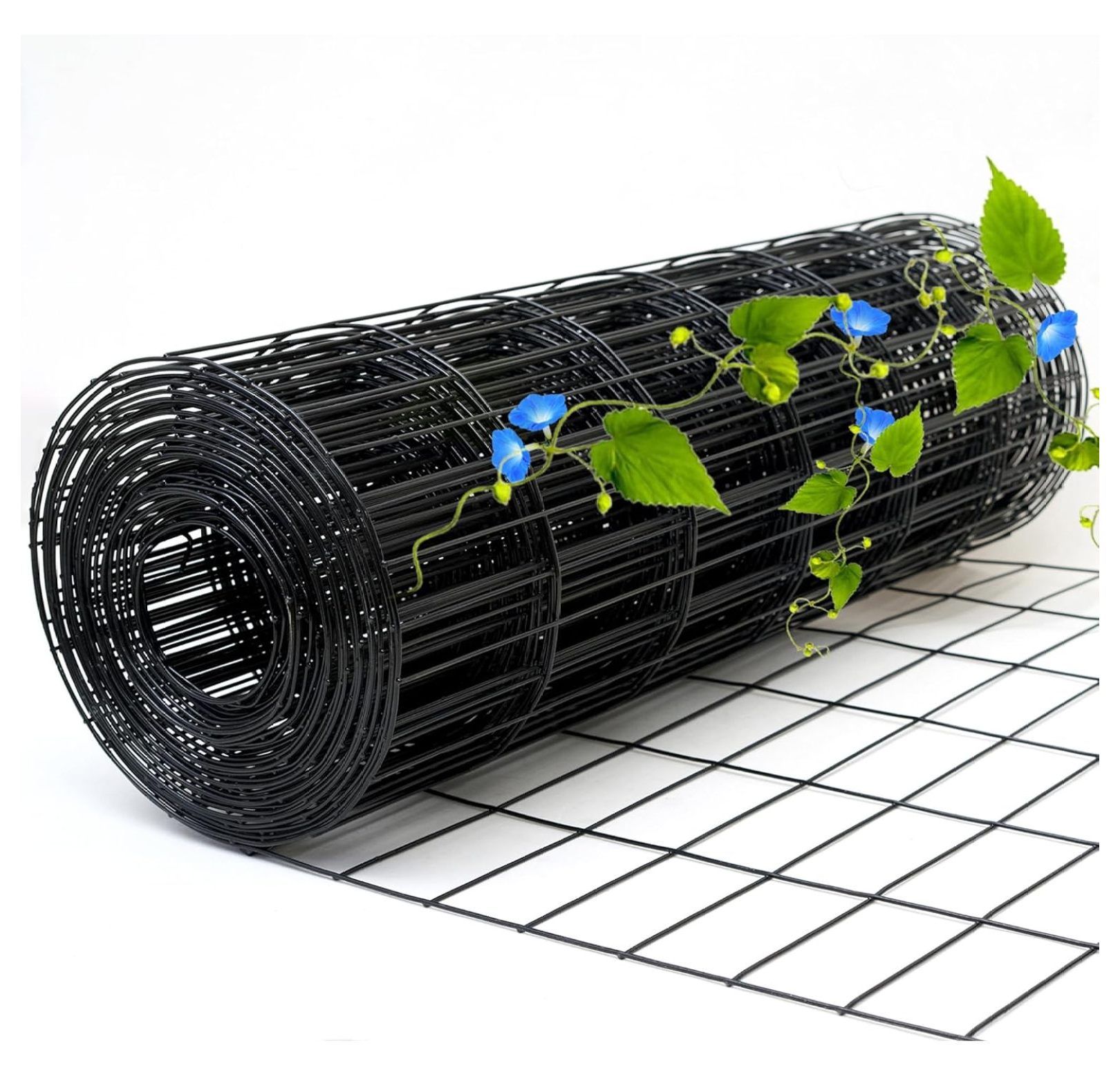 Black Metal Garden Fence, 60inch(H) x 50ft(L), Mesh Size 2 inch x 3 ...
