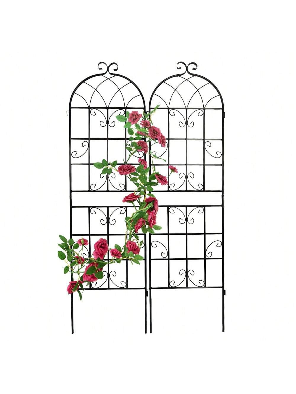 Black Metal Garden Trellis For Climbing Plants,Metal Coating Rustproof ...