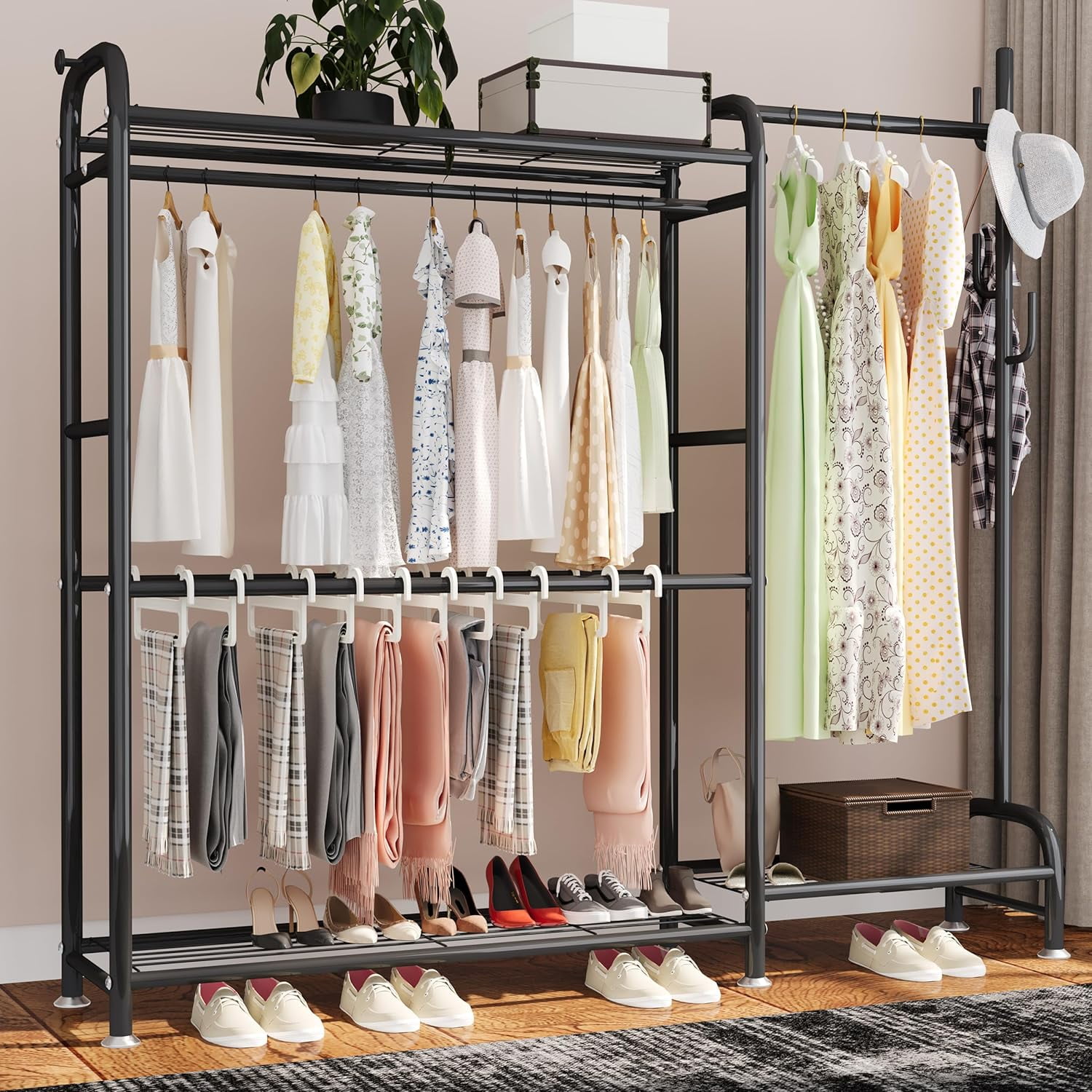 Black Metal Garment Rack for Hanging Clothes, Versatile Portable ...