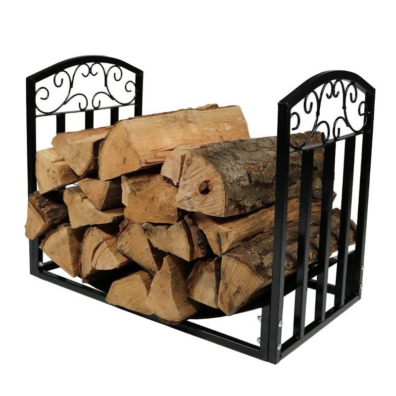 Black Metal Indoor Outdoor 2-Ft Firewood Holder Log Rack - Walmart.com
