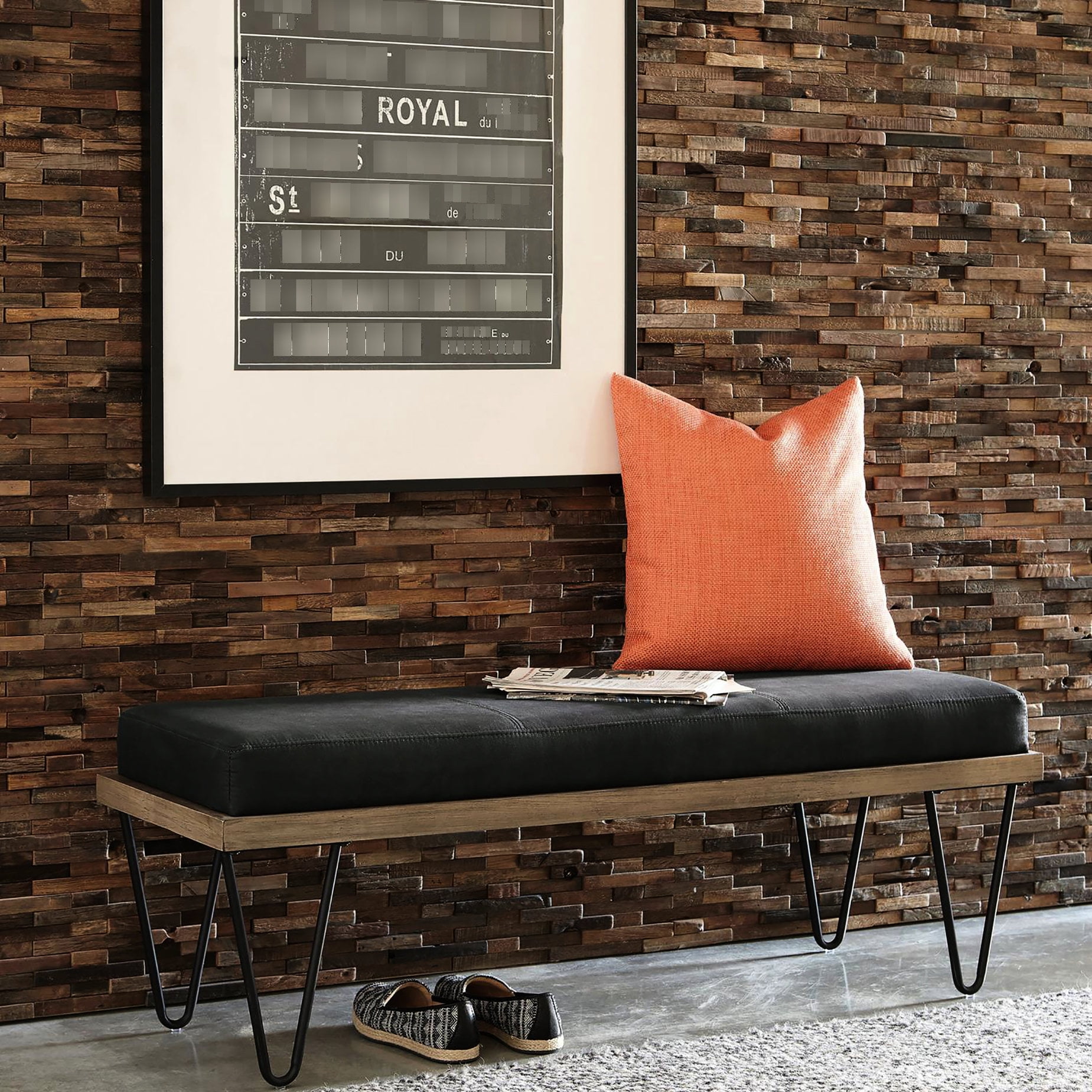 Black Metal Leg Bench+Comfortable Upholstery”-“Home Decor/Seating Needs ...