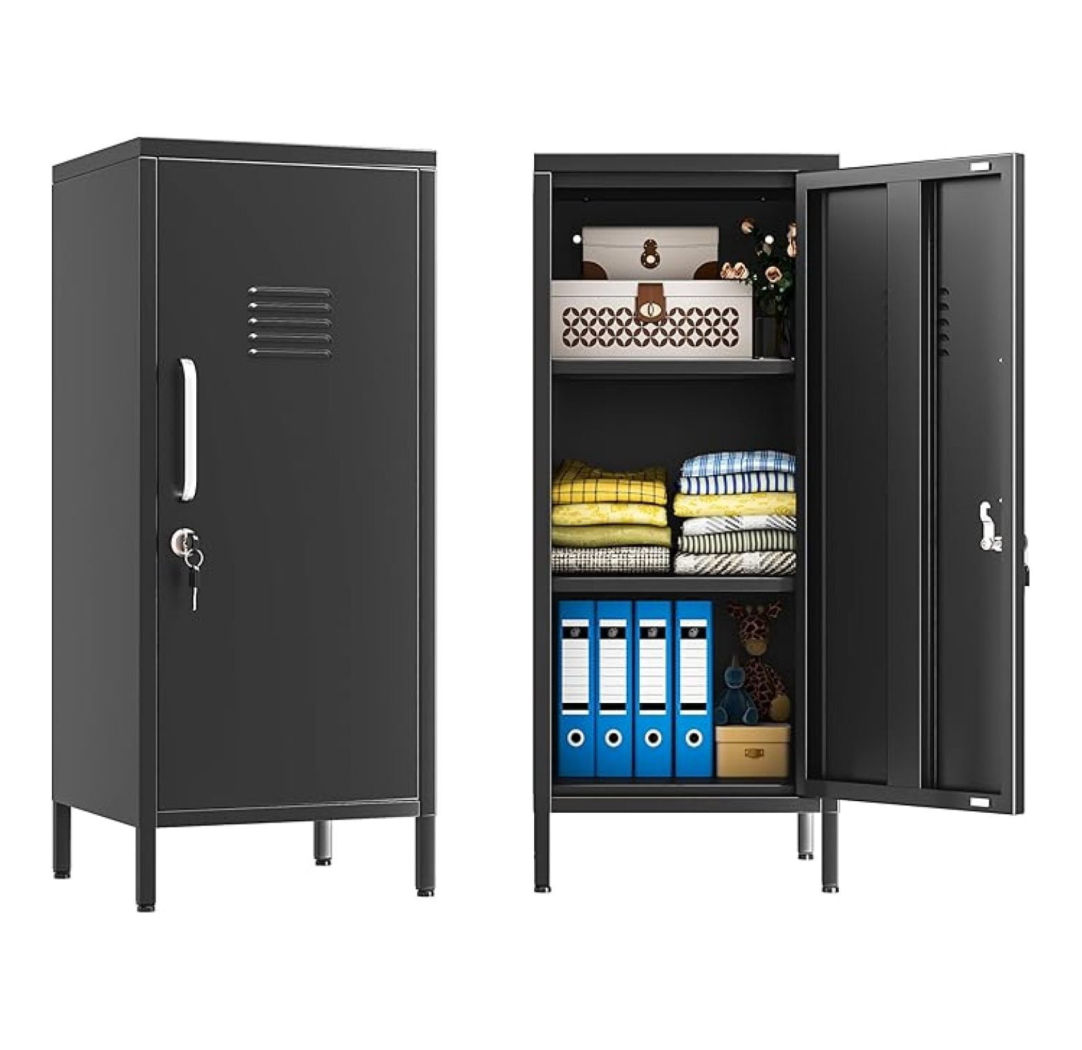 Black Metal Locker Cabinet, 35.4" H Home Office Storage Lockers ...