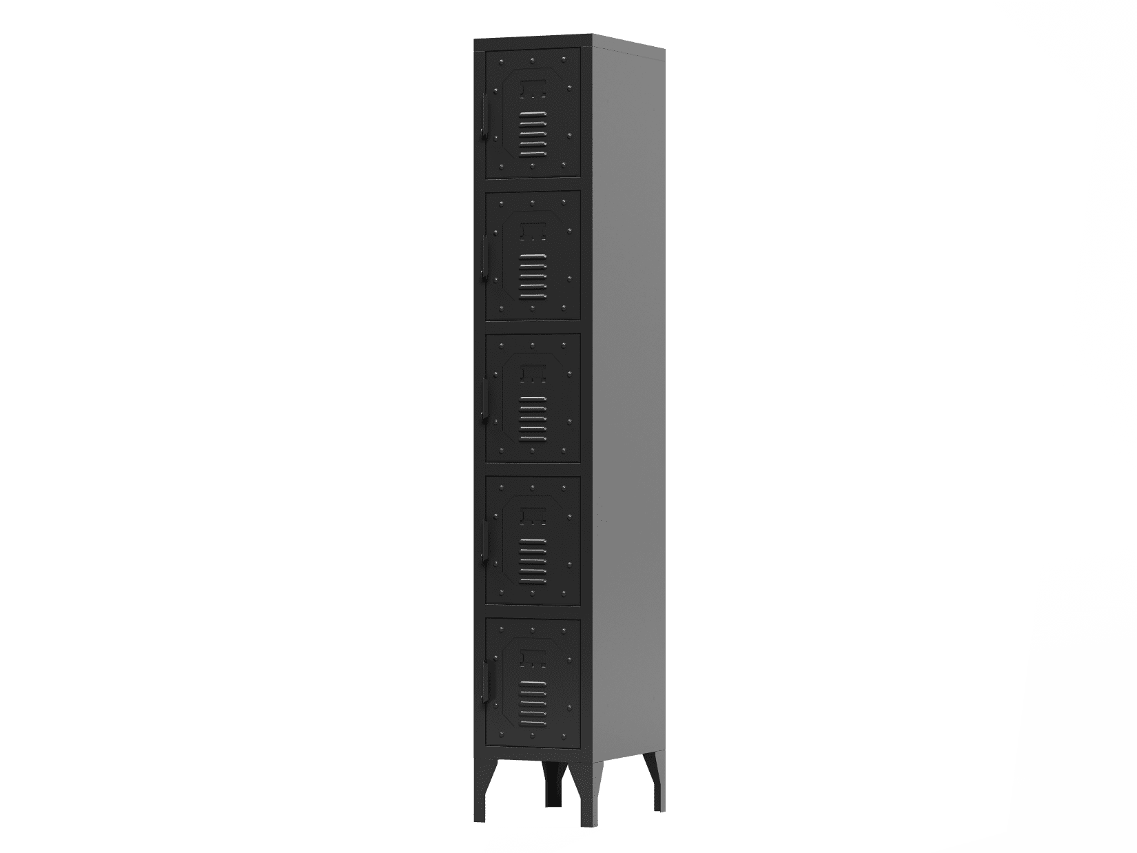 Black Metal Locker for Employees, 5 Doors Storage Cabinet, Steel Office ...