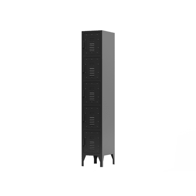 Black Metal Locker for Employees, 5 Doors Storage Cabinet, Steel Office ...