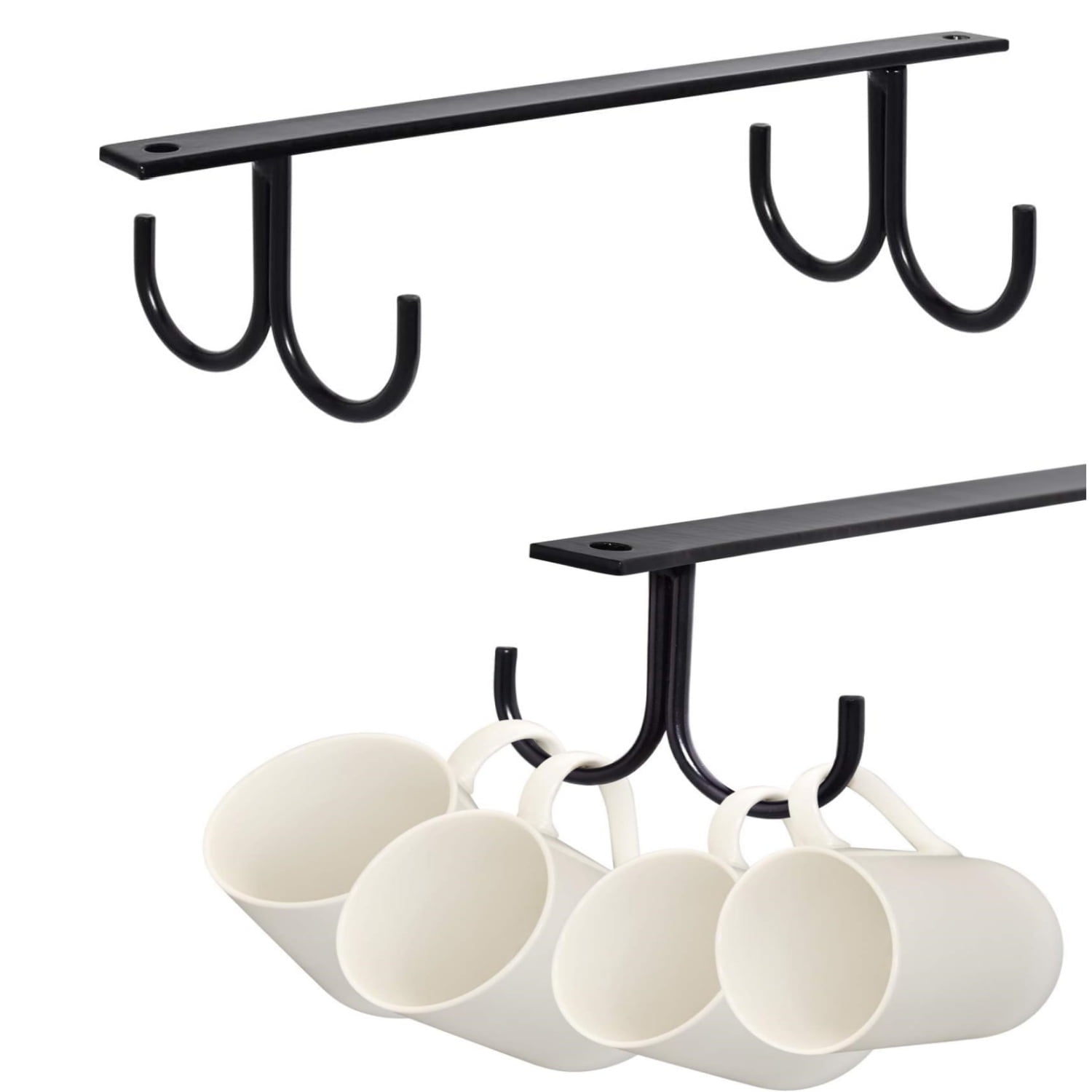 Black Metal Mug Rack,Under Cabinets Metal Hangers Organizer Shelf,Mug ...