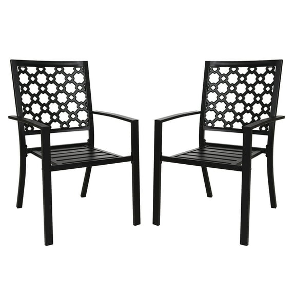 Black Metal Outdoor flower chair (Floral-Back Curved Design ...