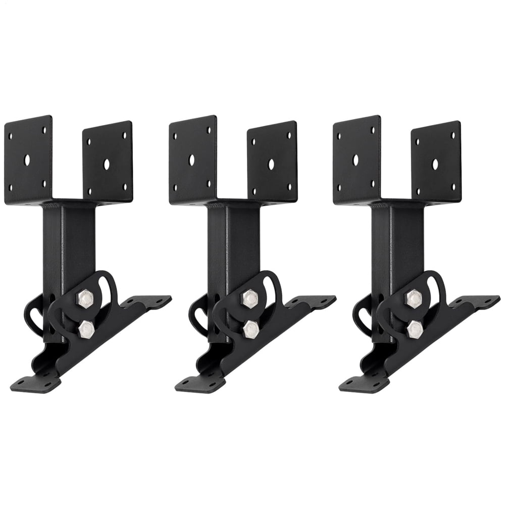 Black Metal Pergola Roof Riser Brackets, 3-Piece Adjustable Saddle Kits ...