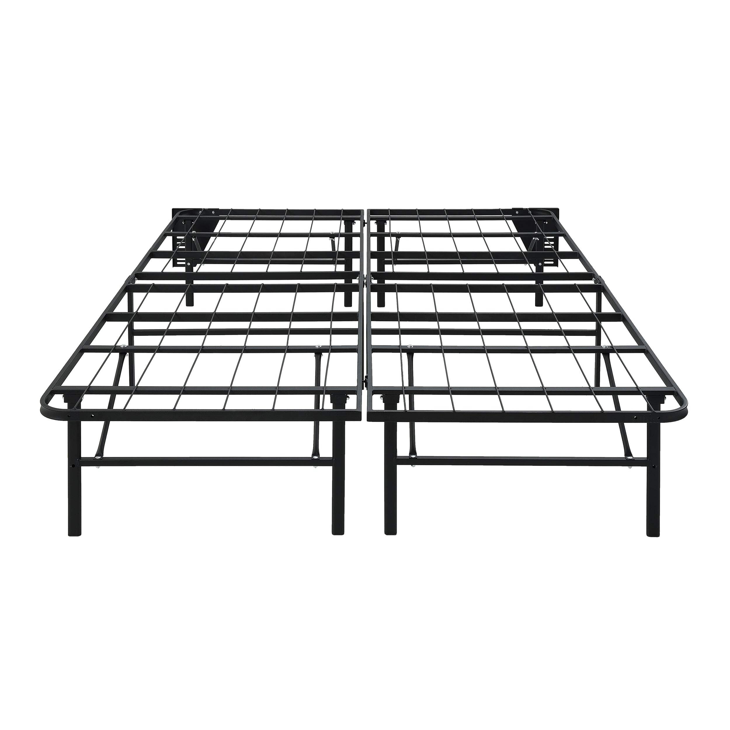 Black Metal Platform Foldable Bed Frame Full Size, Toolless High ...
