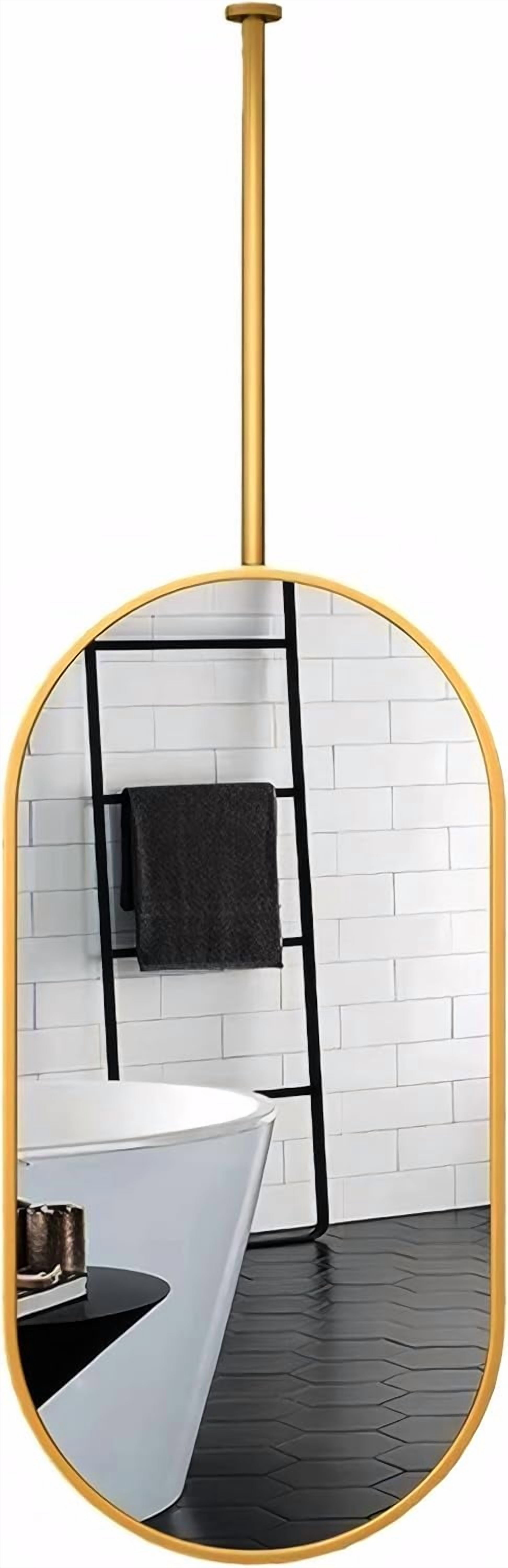 Black Metal Pole Ceiling Suspended Mirror, Wall Mounted Suspended ...
