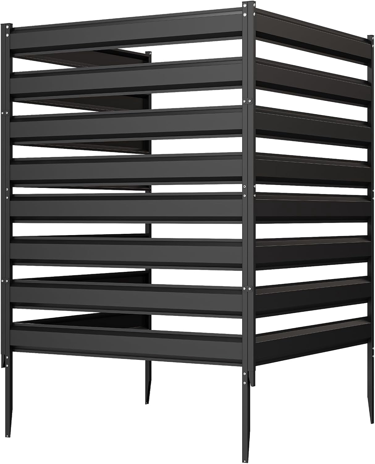 Black Metal Privacy Fence Panel,39" W x 48" H(3 Panels), Modular ...