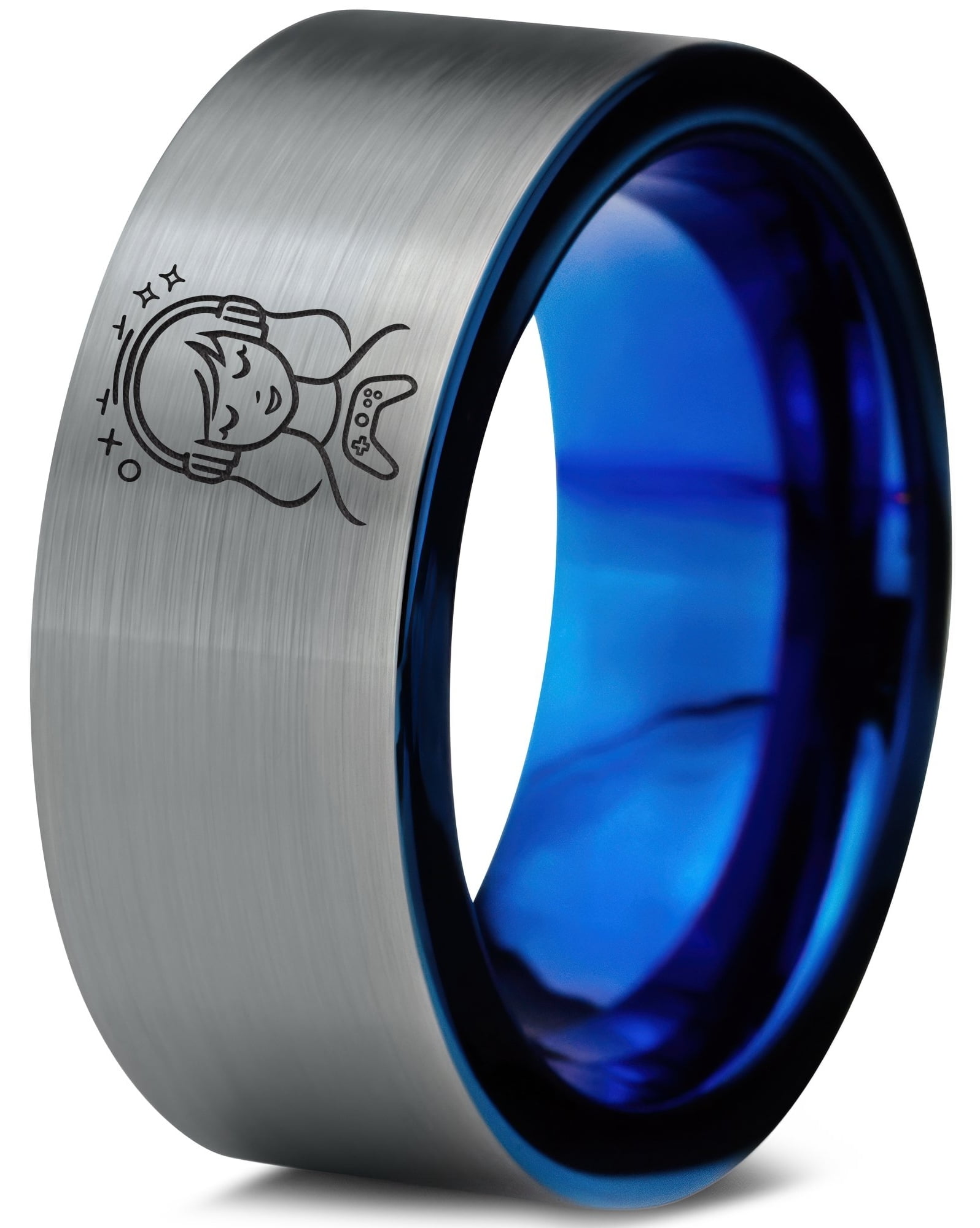 Black Metal Promise Rings for Men's Tungsten Band for Guys Engravable ...