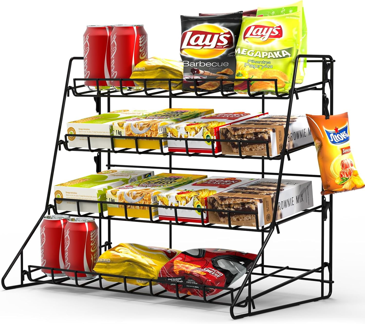 Black Metal Retail Display Rack - Countertop Snack Organizer Shelf ...