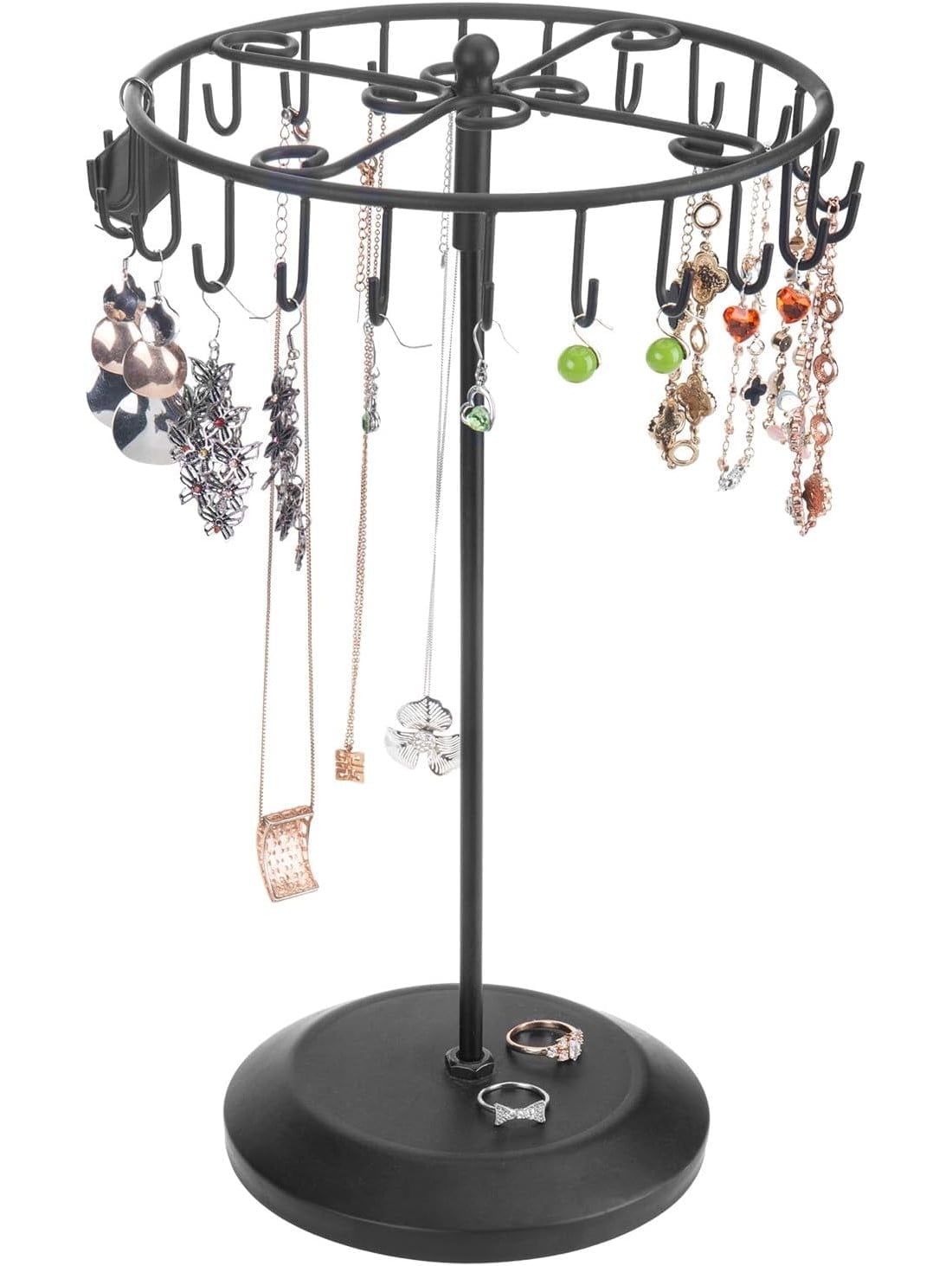 Black Metal Rotating Jewelry Organizer Jewelry Stand Display Tree for ...