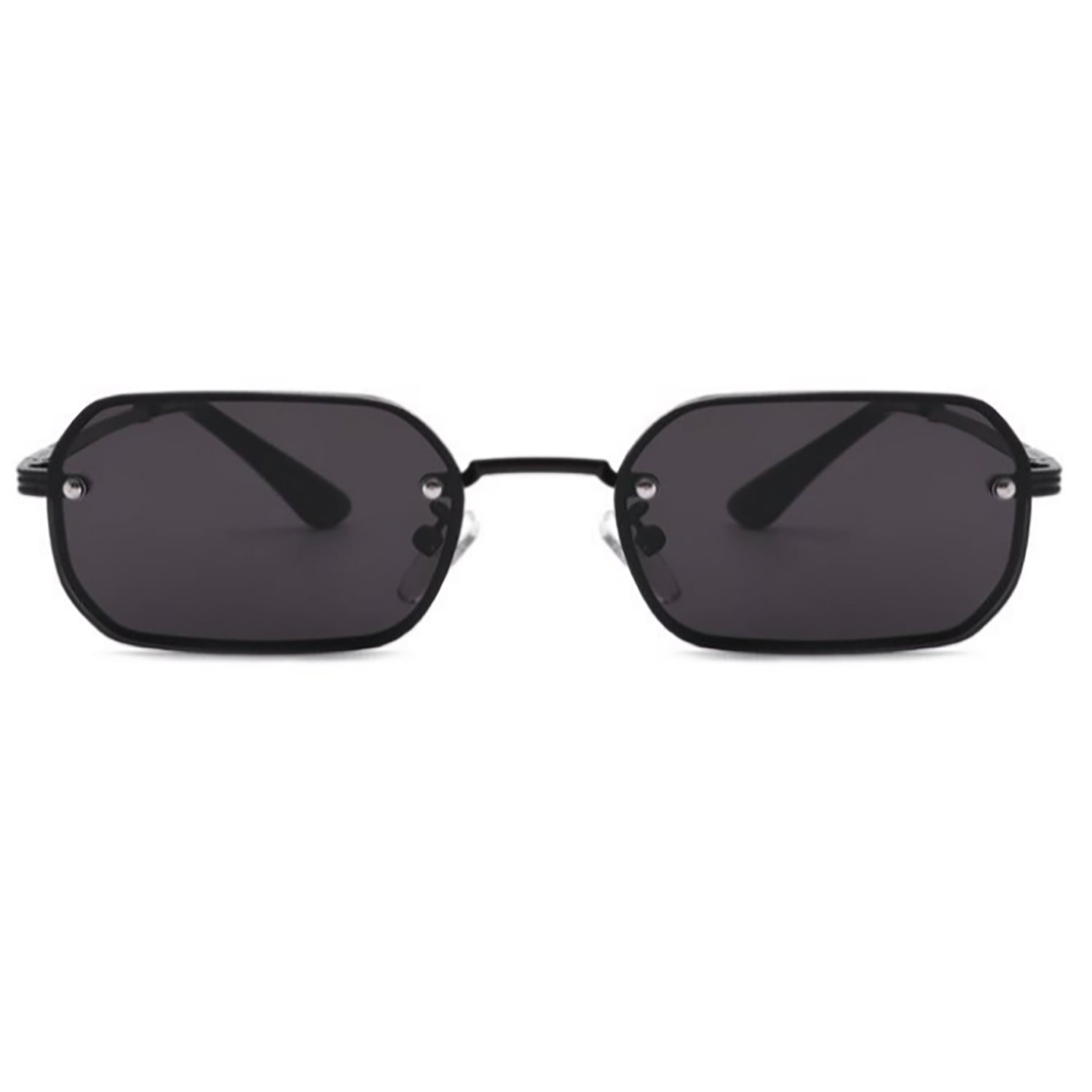 Black Metal Round Sunglasses - Dark Lens Daily Sun Protection Eyewear ...