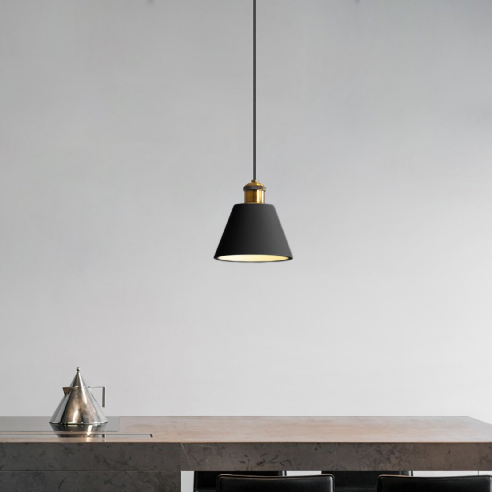 Black Metal Short Horn Design Hanging Light Fixture Dining Table ...