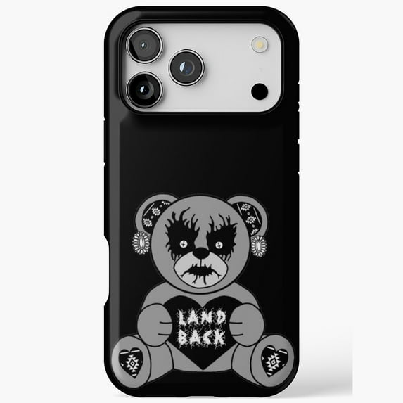 Black Metal Teddy Bear Art Phone Case for iPhone 11 12 13 14 15 16 17 ...
