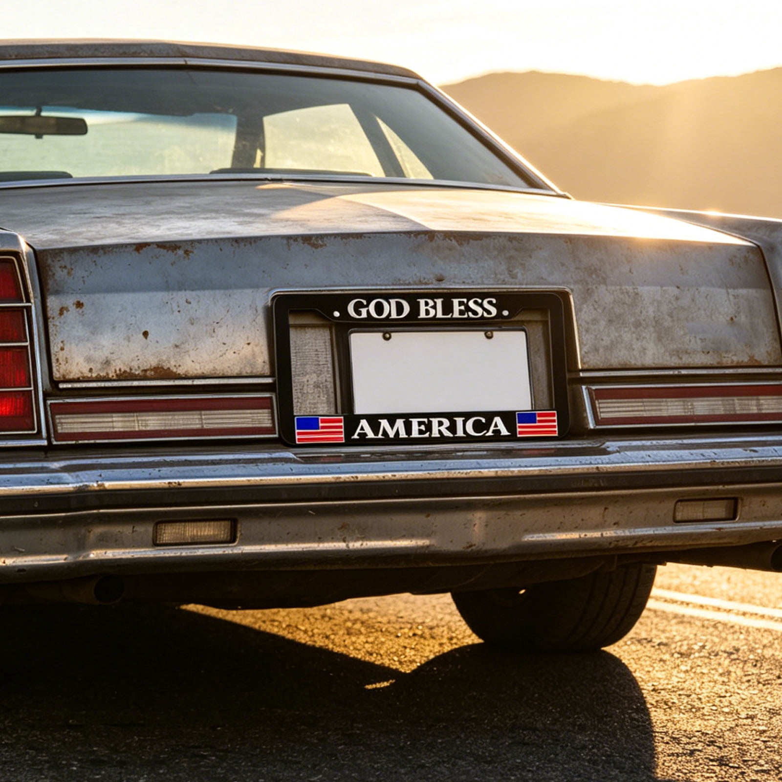Black Metal US Standard Patriotic Flag License Plate Frame, Anti-rust ...