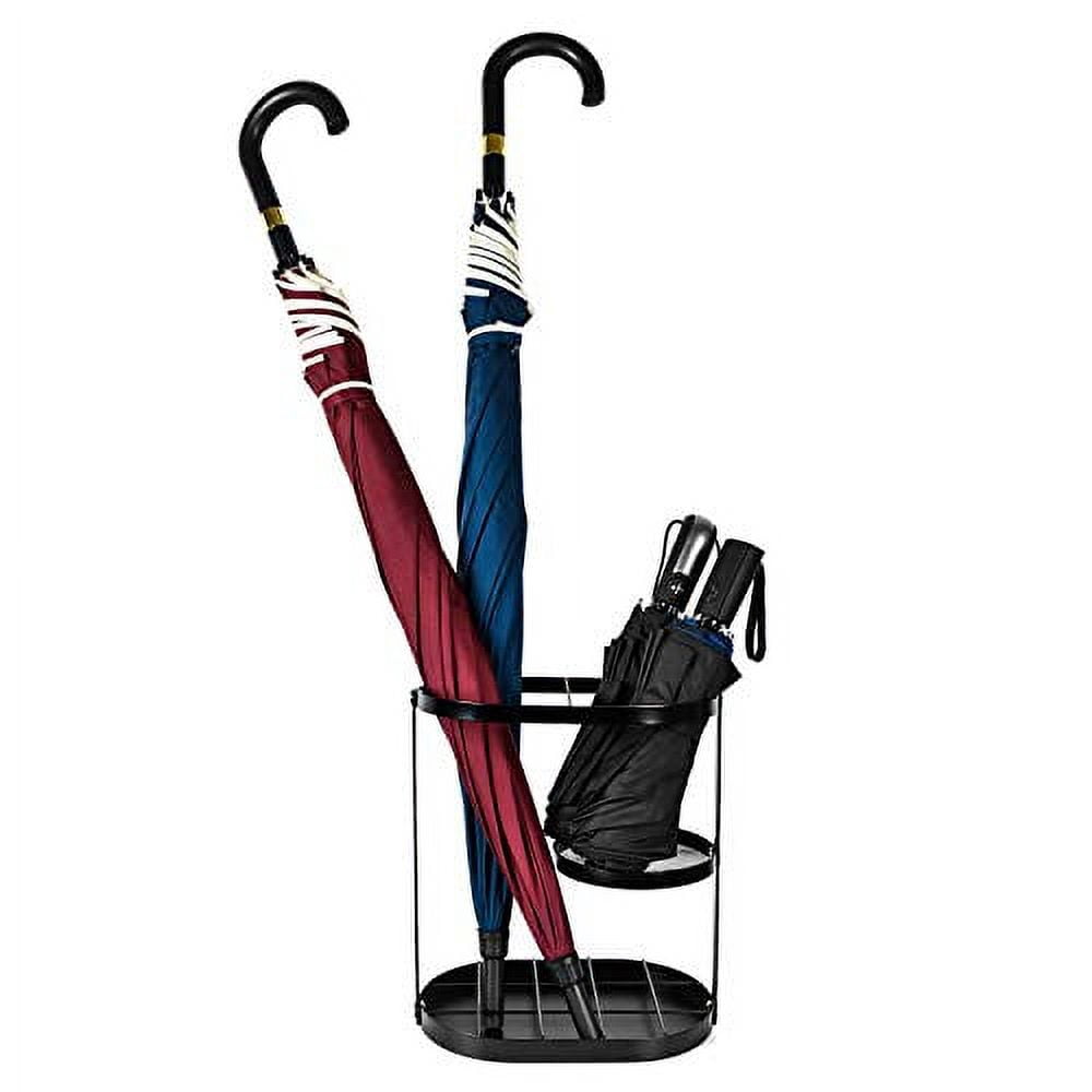 Black Metal Umbrella Stand Rack, Assembled Umbrella Storage Holder ...