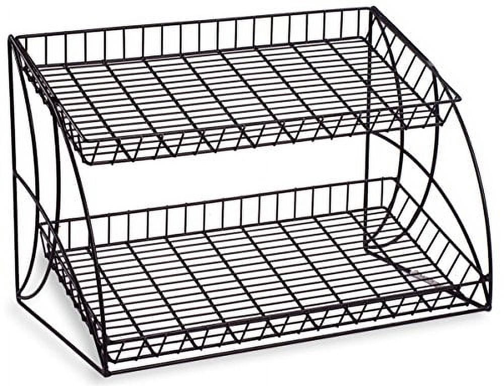Black Metal Wire Rack with 2 Open Space Shelves for Displaying ...
