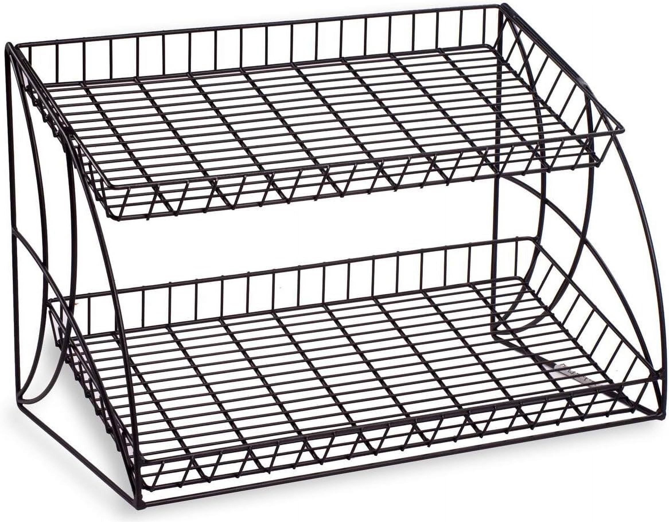Black Metal Wire Rack with 2 Open Space Shelves for Displaying ...