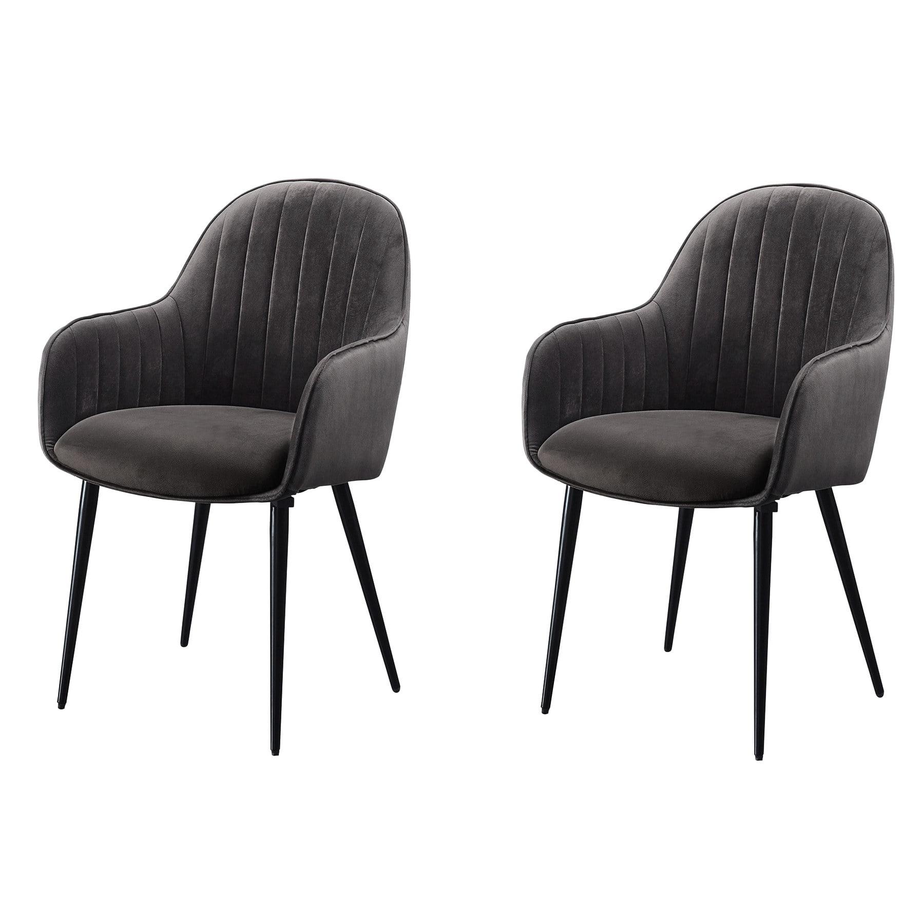 Black Metal and Dark Grey Fabric - Tufted Back Feature - Dining Room ...