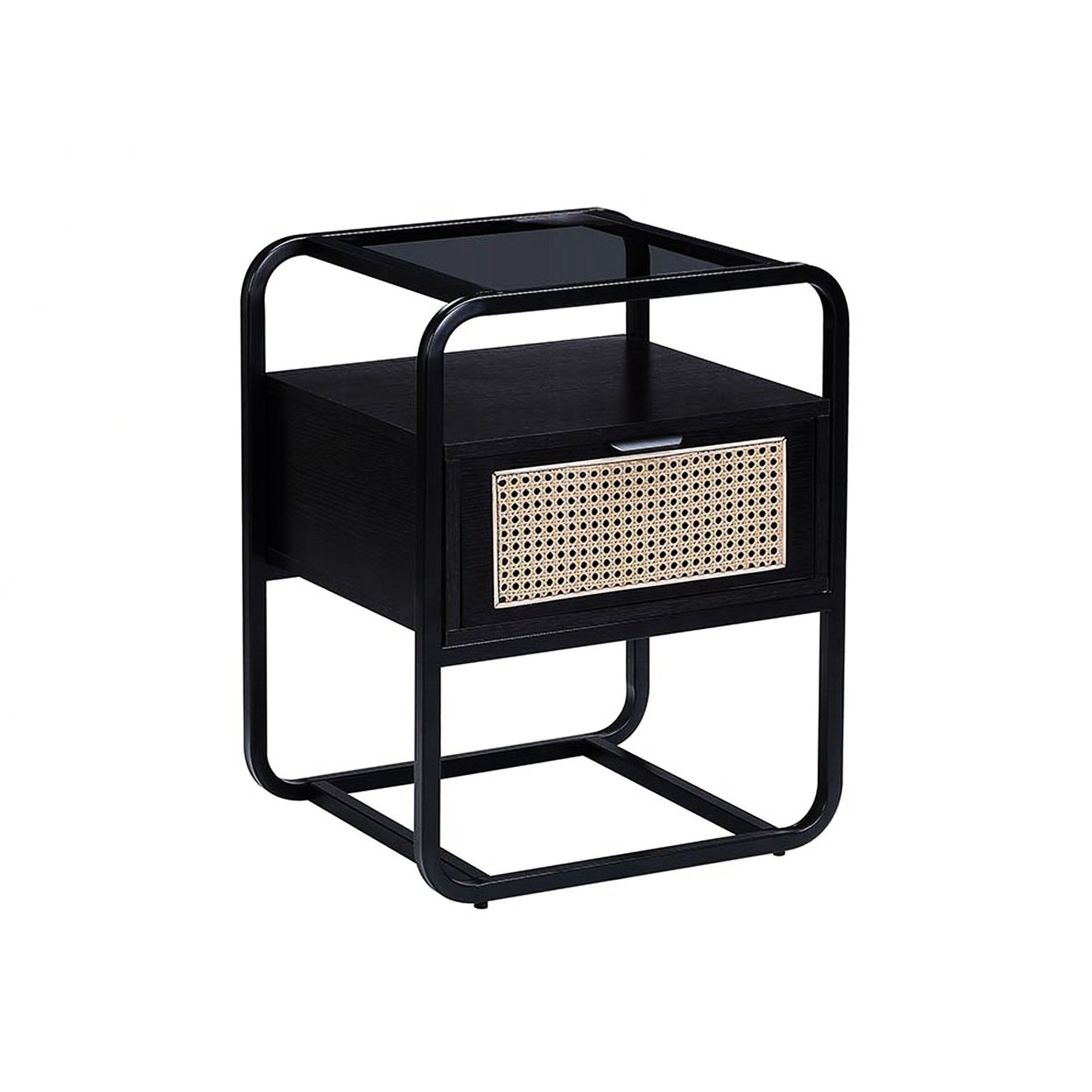 Black Metal and Melamine - Drawer and Shelf Storage - Bedroom Accent ...