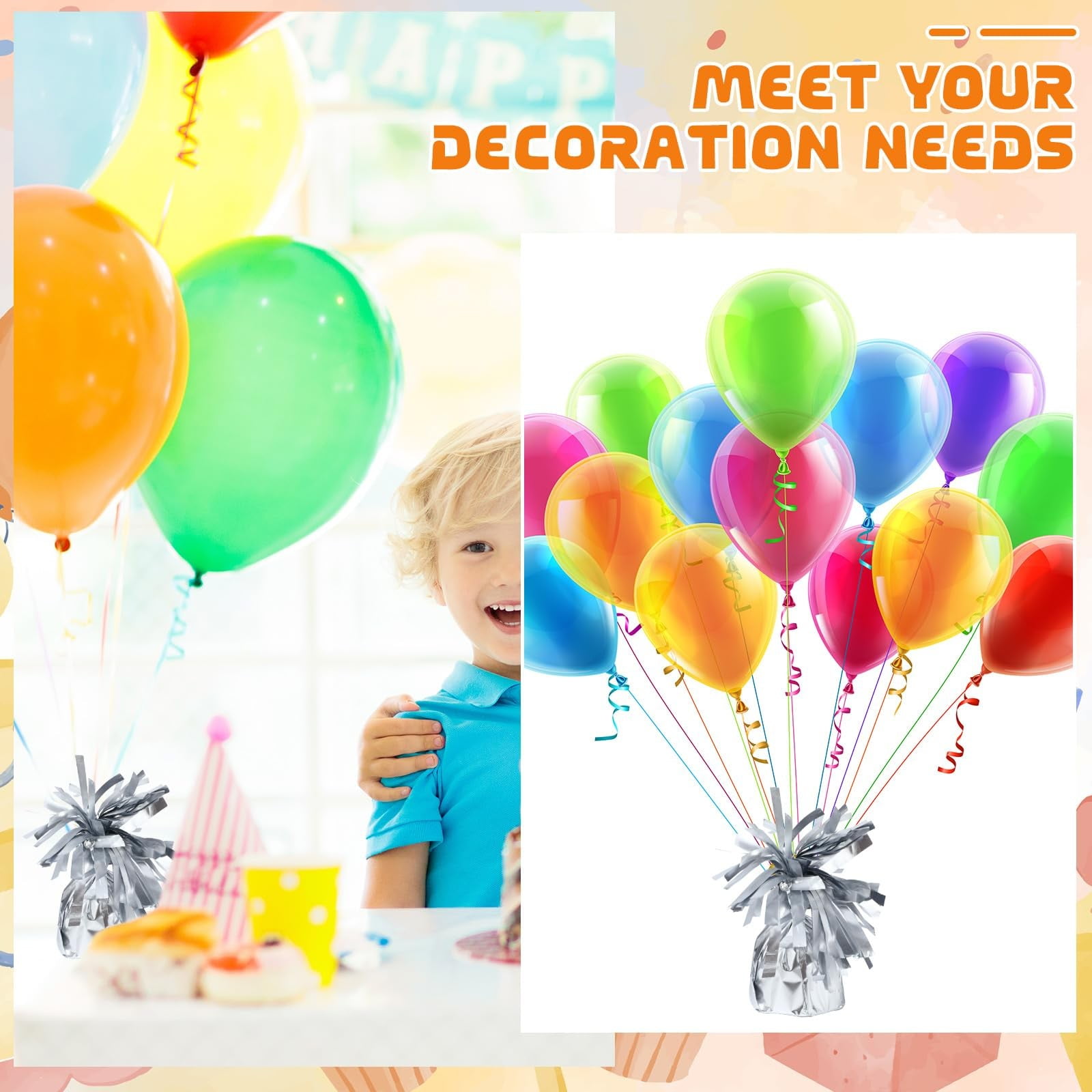 Black Metallic Balloon Weights - 6oz Reusable Holders for Birthday ...