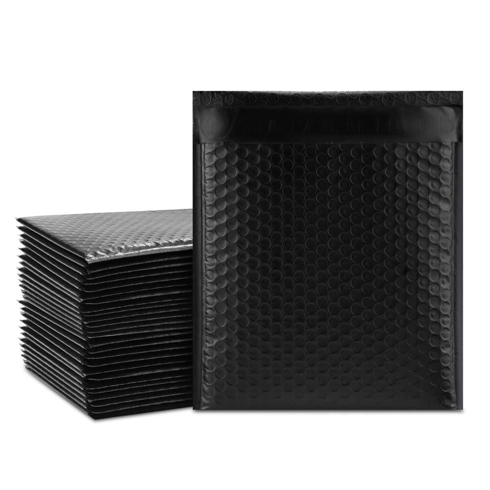 Black Metallic Glamour Mailers 6x10" #0 Poly Bubble Envelopes - Pack of ...