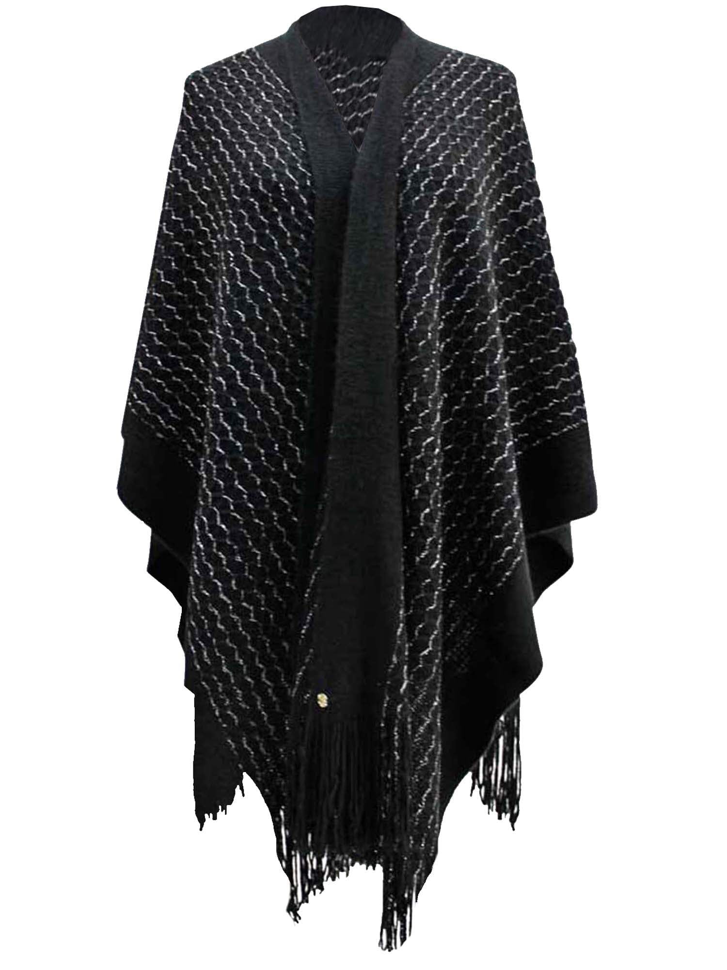 Black Metallic Knit Shawl Wrap - Walmart.com