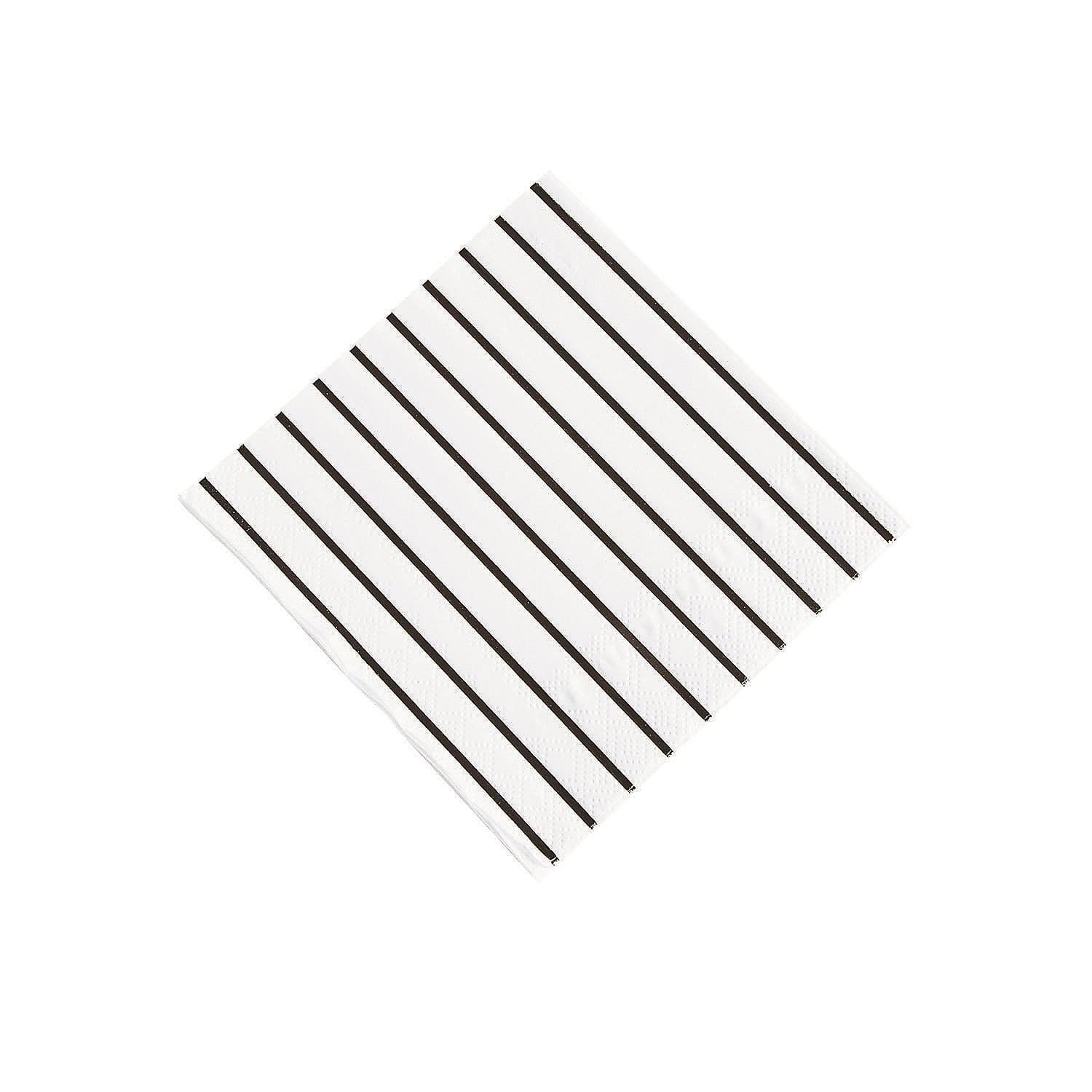 Black Metallic Stripe Bev Nap - Party Supplies - 32 Pieces - Walmart.com
