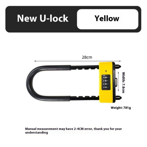 Black Metallic U-Shaped Combination Lock, 4-Dial Password Code ...