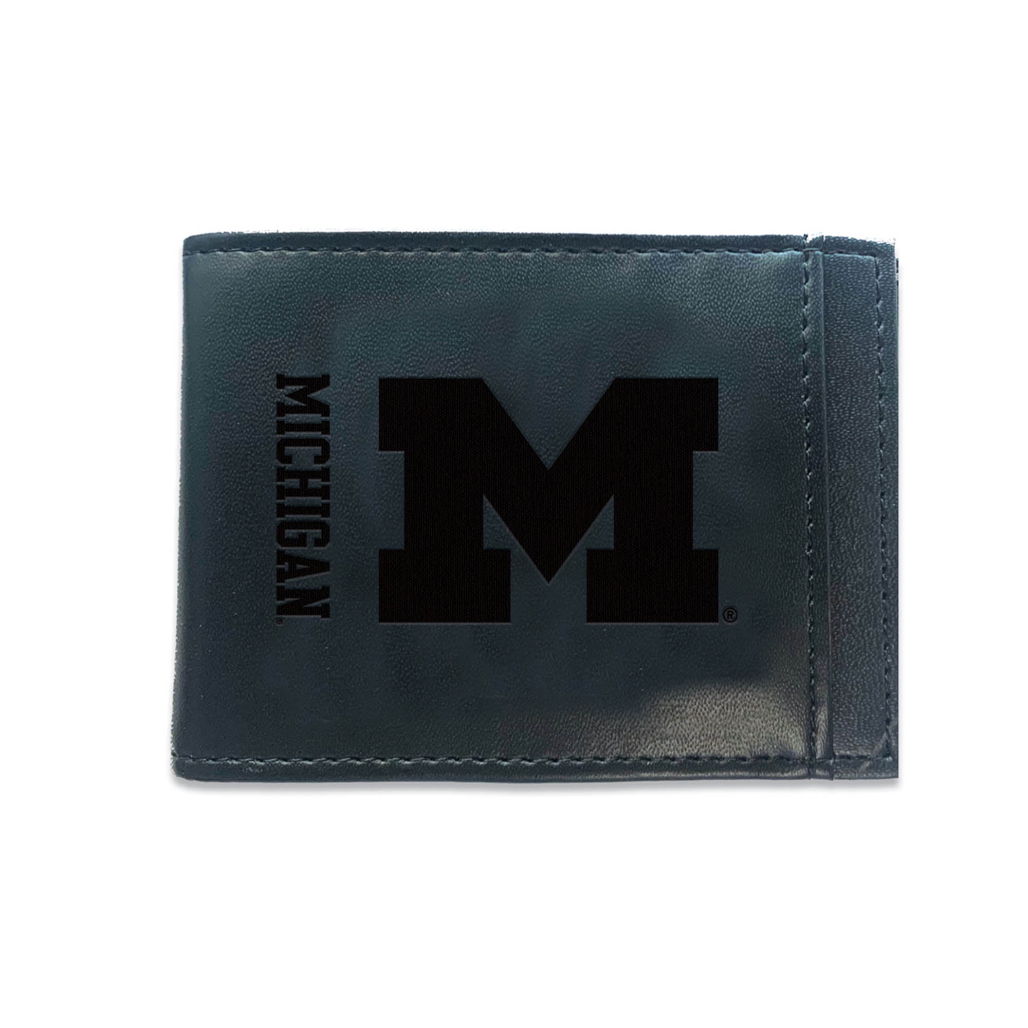 Black Michigan Wolverines Hybrid Leather Front Pocket Bi-Fold Wallet ...