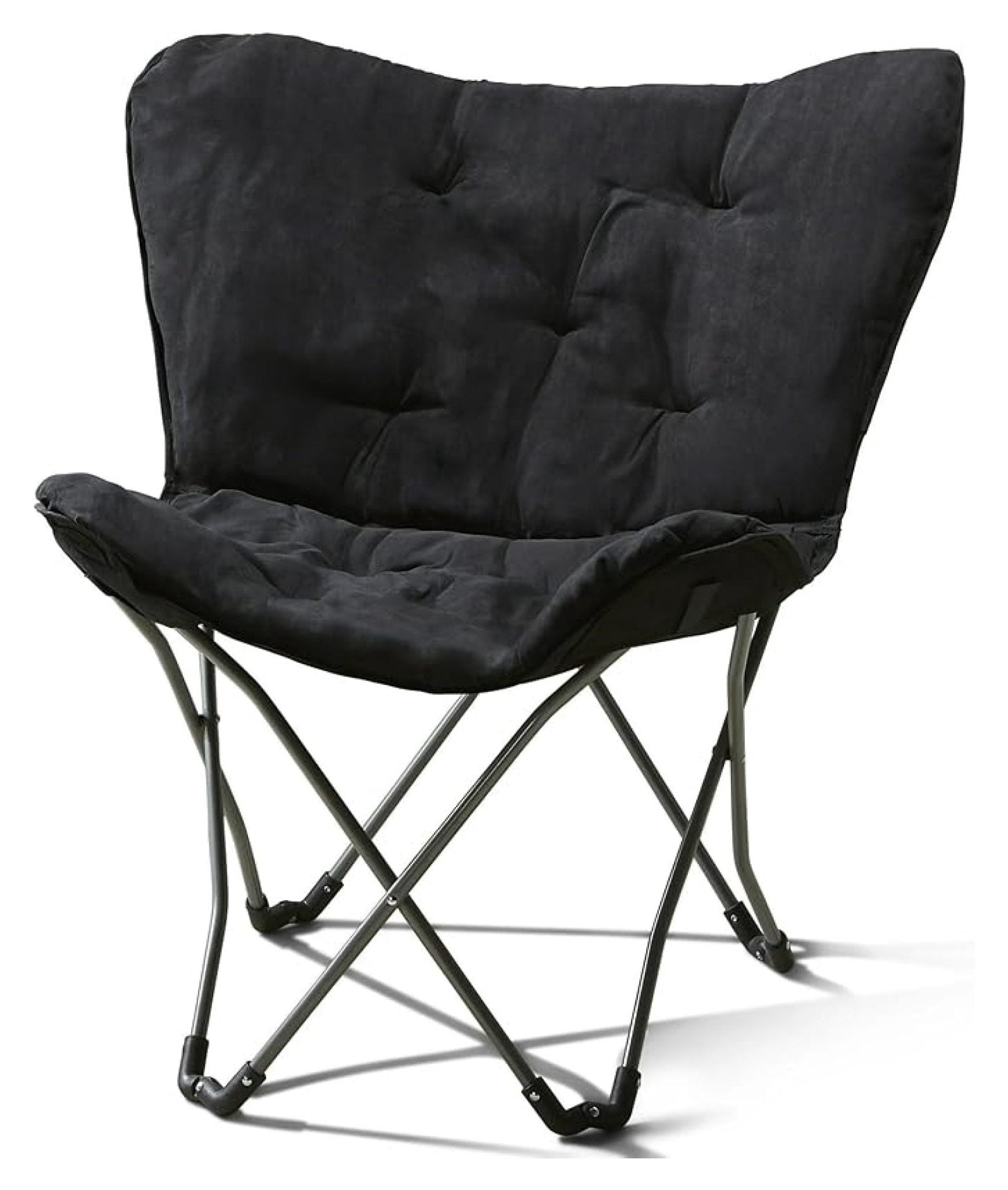 Black Micro Suede Fabric Folding Chair - Walmart.com
