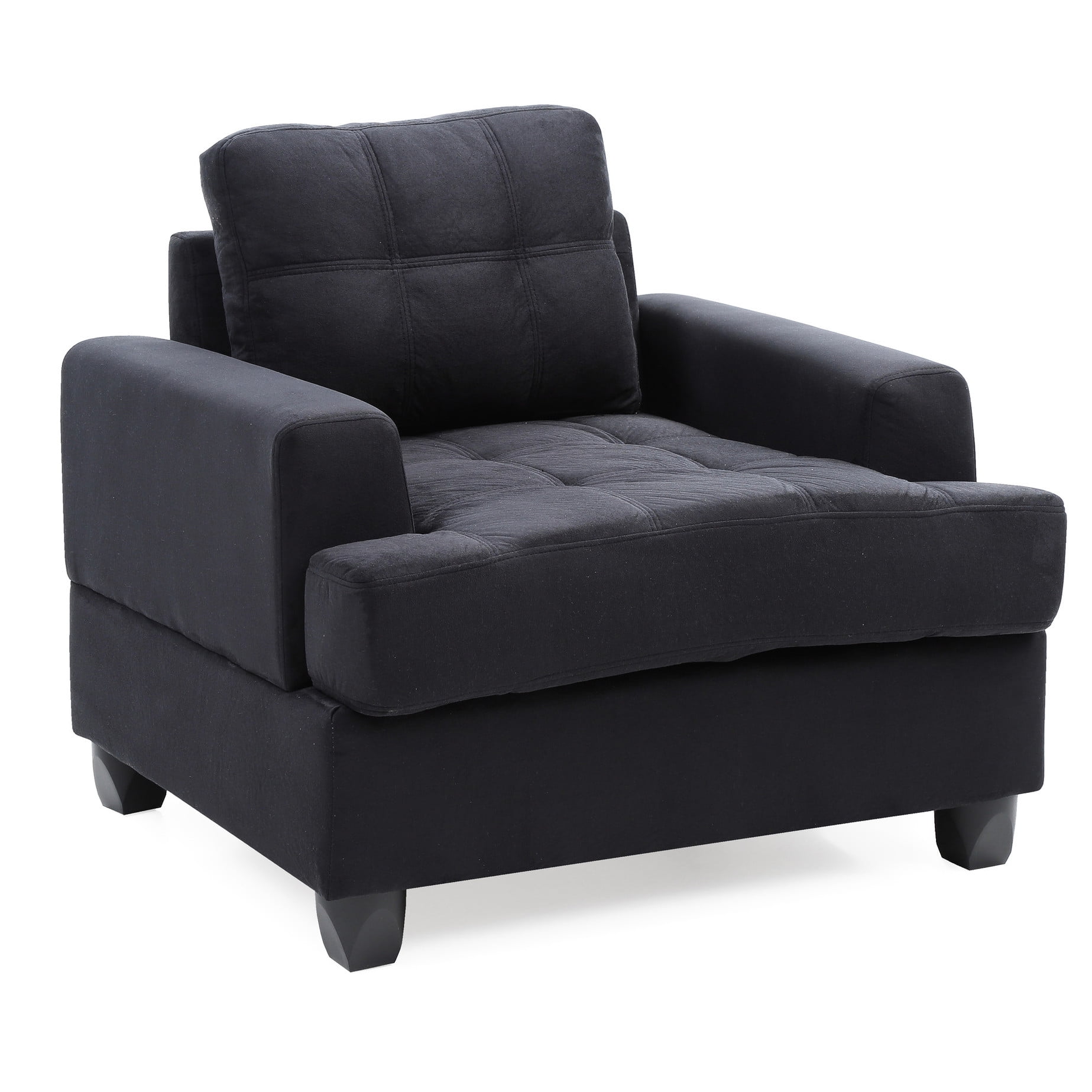 Black Microfiber Chair with Saddle Arms / Works Well in Compact Spaces ...