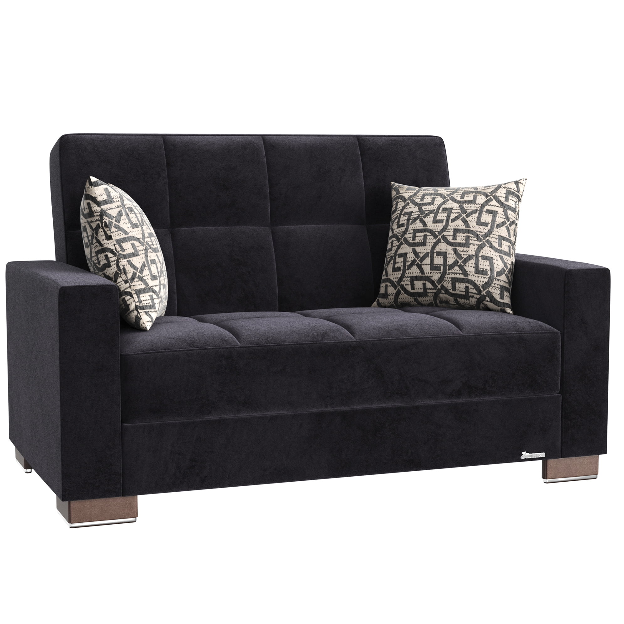 Black Microfiber Convertible Sleeper With Storage: Comfortable And ...