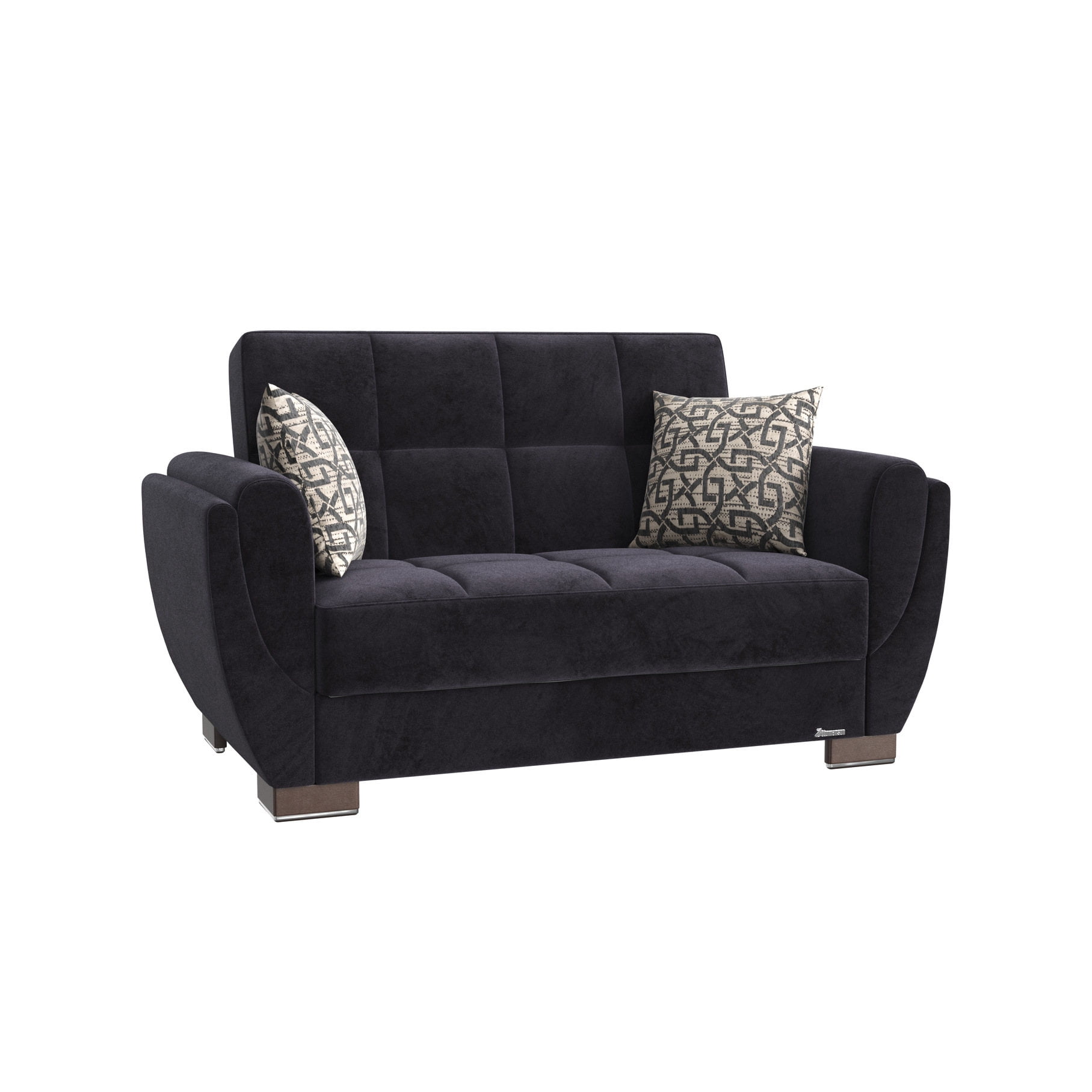 Black Microfiber Furniture+Thick Firm Cushions”-“Sitting/Lying Down ...