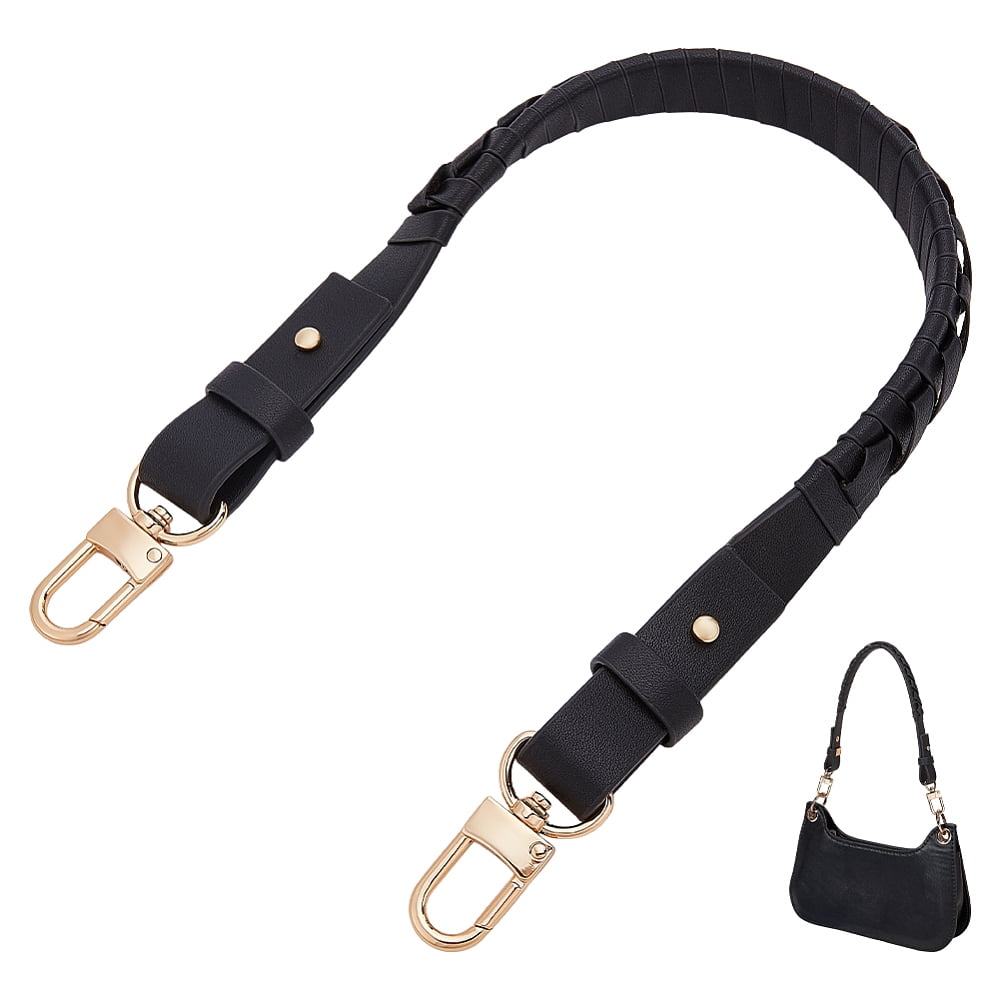 Black Microfiber Imitation Leather Bag Handles with Metal Clasps Light ...