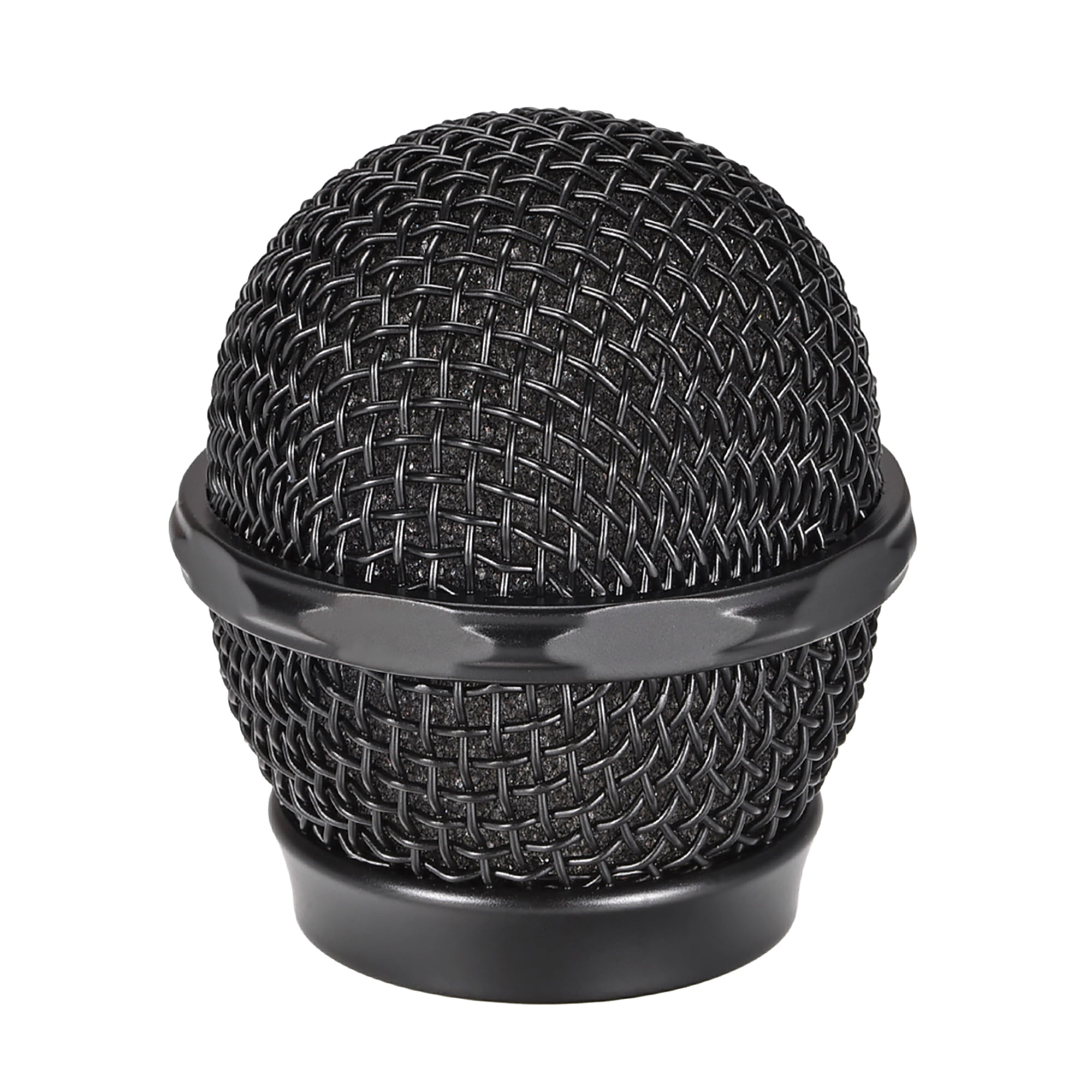 Black Microphone Ball Head Mesh Grille Round Metal with Grey Foam Inner ...