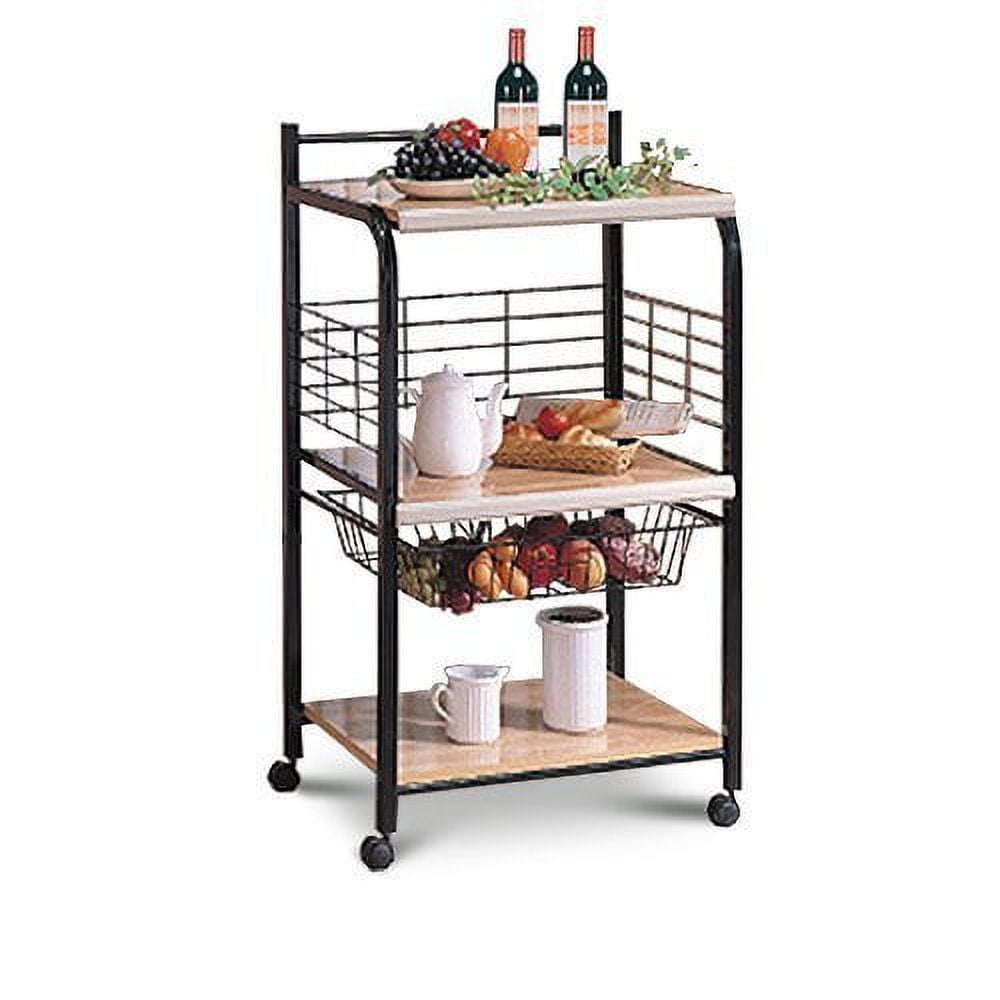 Black Microwave Cart with Two Shelves & Wheels, Black Microwave Cart By ...