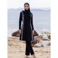 Black Middle East Style Modest Burkini Swimsuit Set With Hood, Long ...