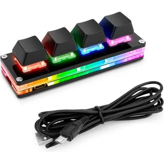 Black Mini 4-Key Keypad Mechanical Gaming Keyboard, Self Programming ...