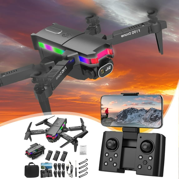 Black Mini Drone With Dual 4K Fpv Camera Wifi Remote Control Altitude ...