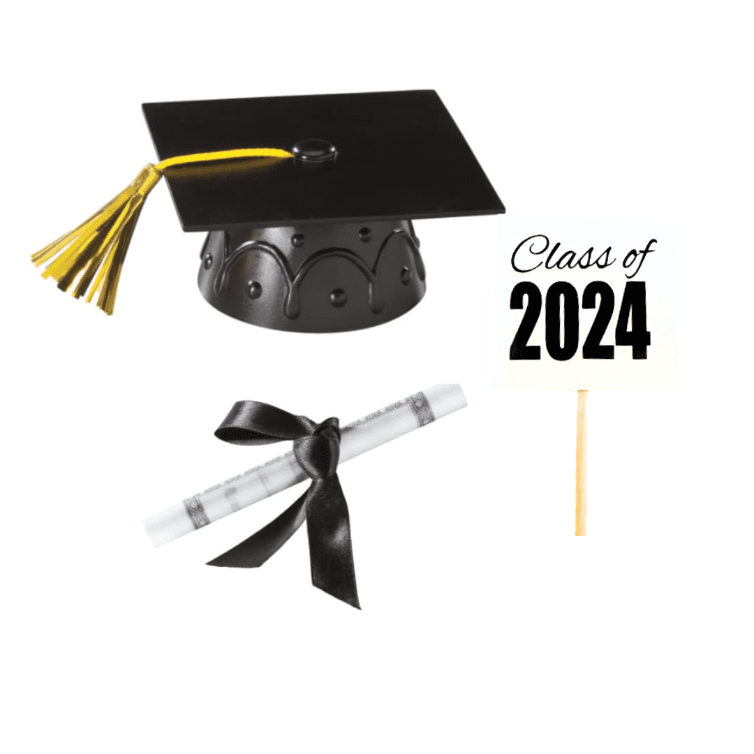 Walmart Exclusive Black Mini Grad Cap Edible Cake Topper with Sign and ...