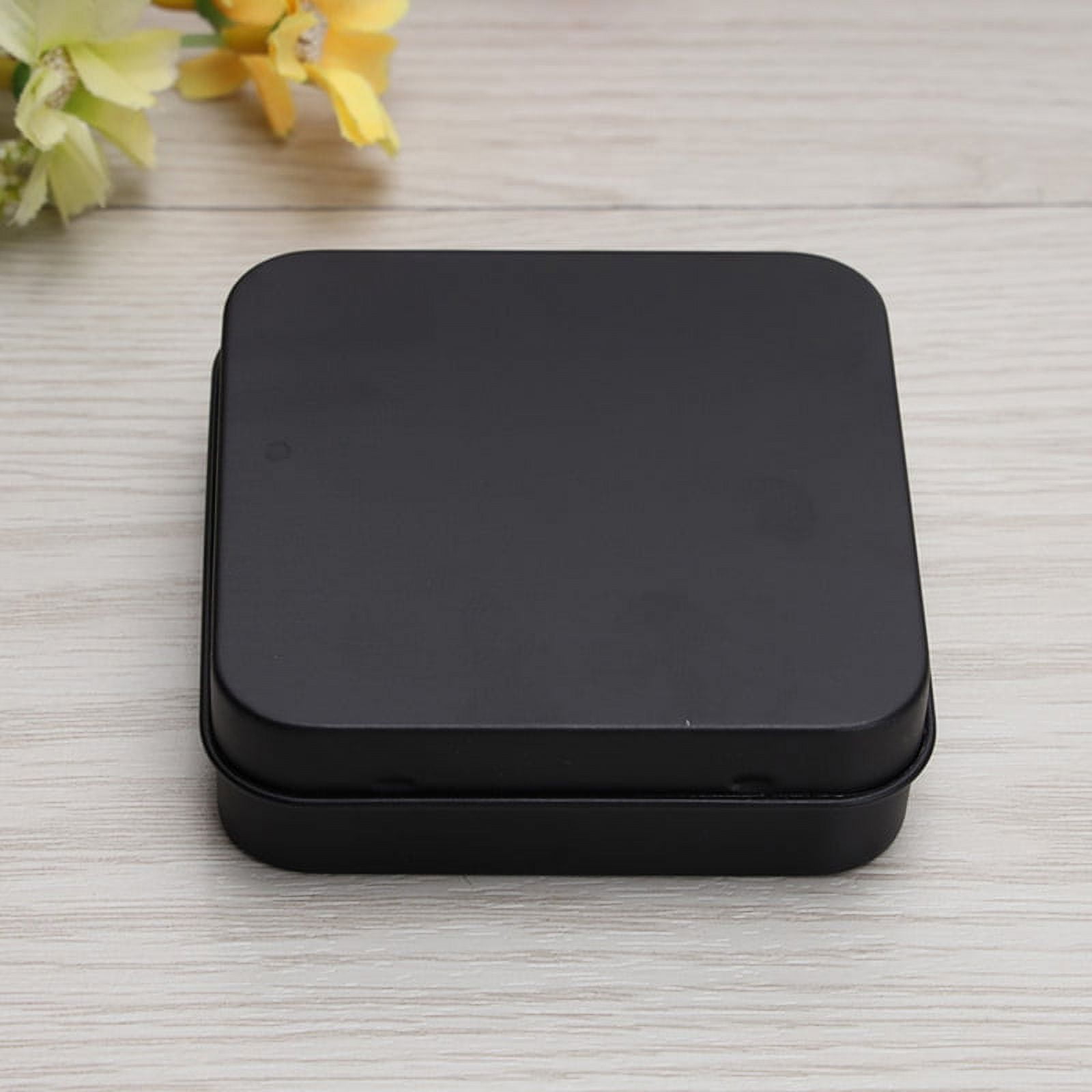 (Black) Mini Metal Tins Container Square Hinged Flip Storage Tin Box ...