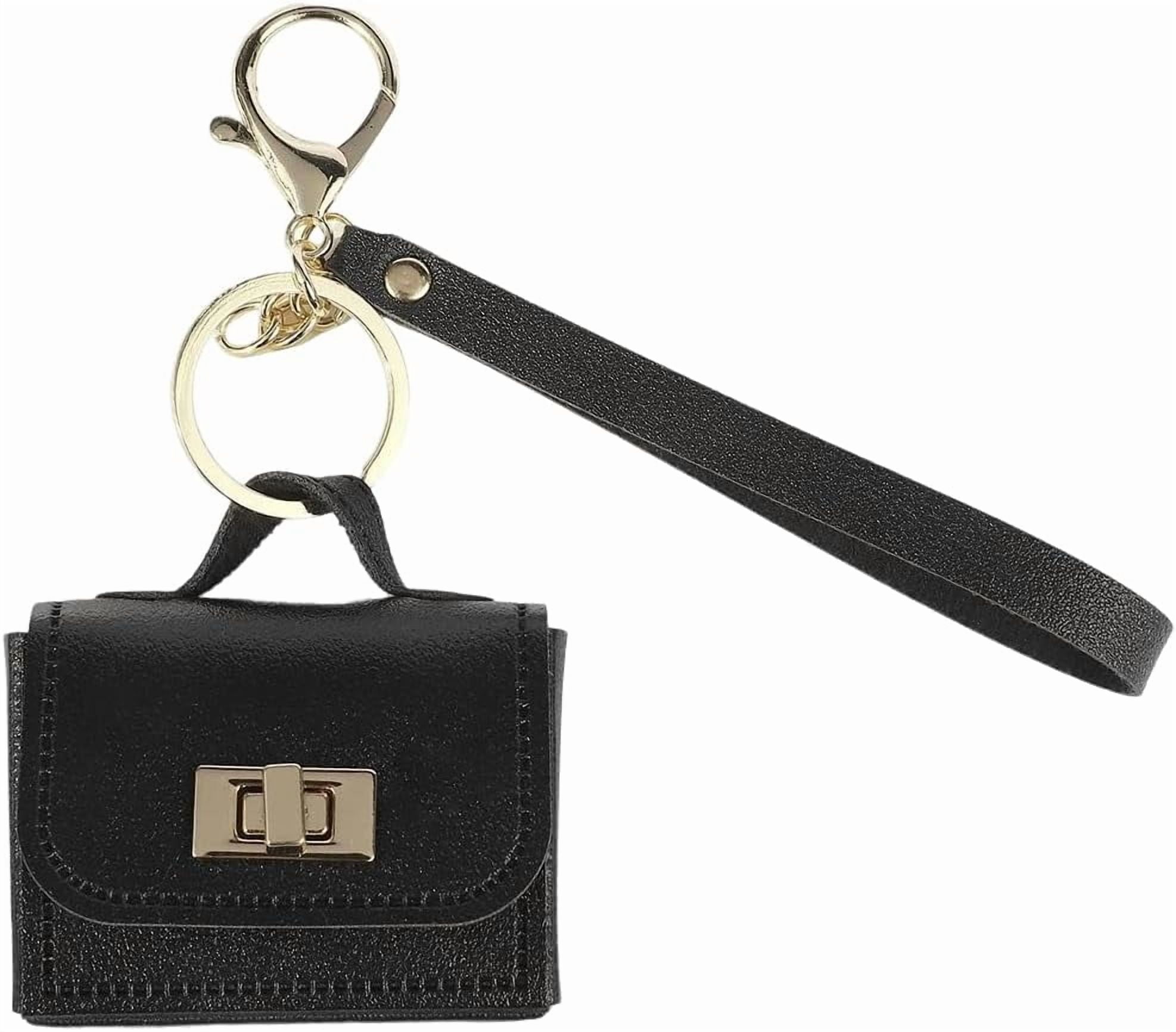 Black Mini PU Leather Handbag Keychain Miniature Change Pouch Coin ...