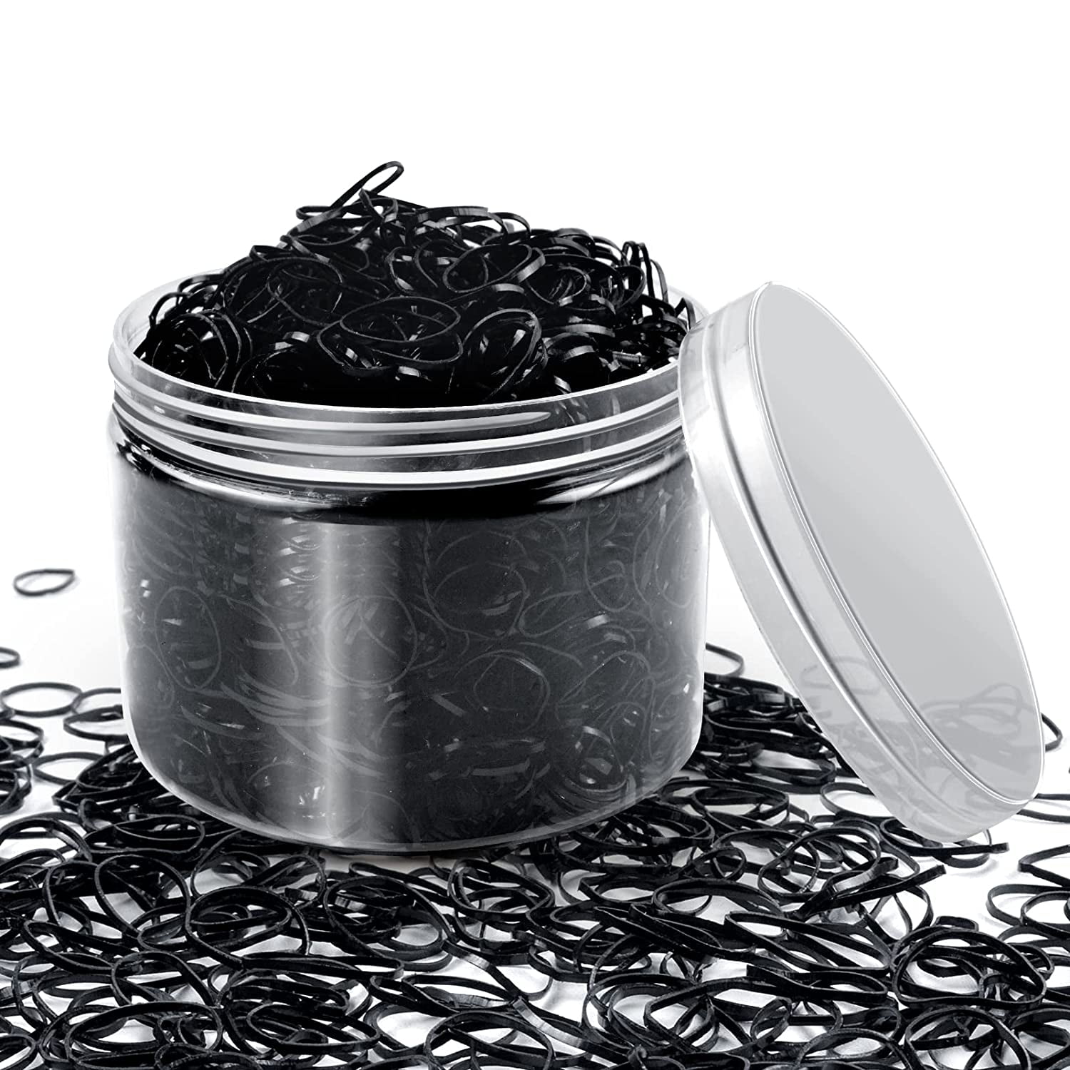 Black Mini Rubber Bands 1500 Piece with Box Packaged Hair Elastic Bands ...