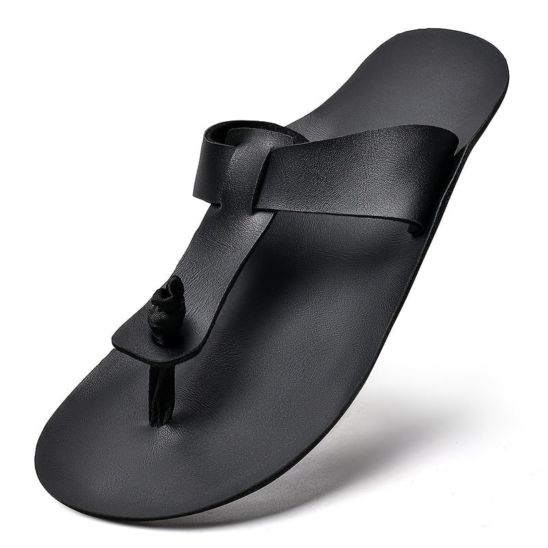 Black Minimalist Men's Slip-On Sandals, Summer Non-Slip Soft Sole ...