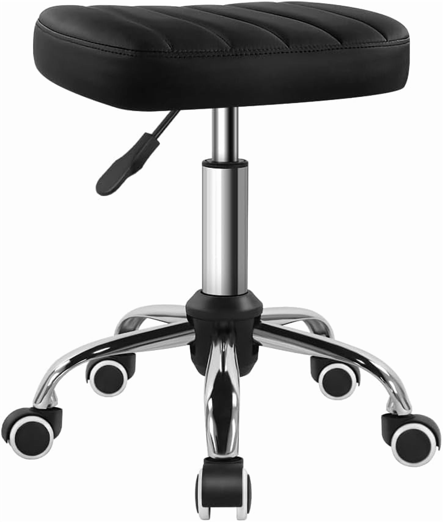 Black Minimalist Square Swivel Stool with Wheel Perfect Height ...
