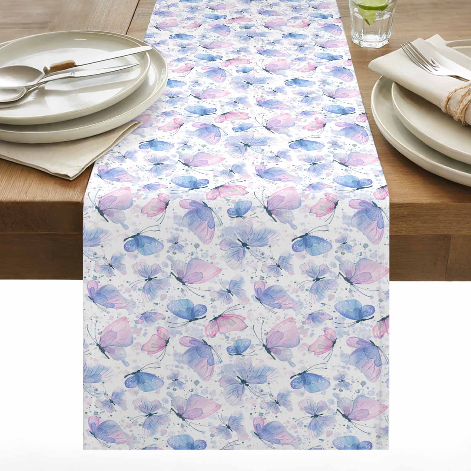 Black Minimalist Table Runner 13x60 inch Ink Wash Spring Plant Flowers ...